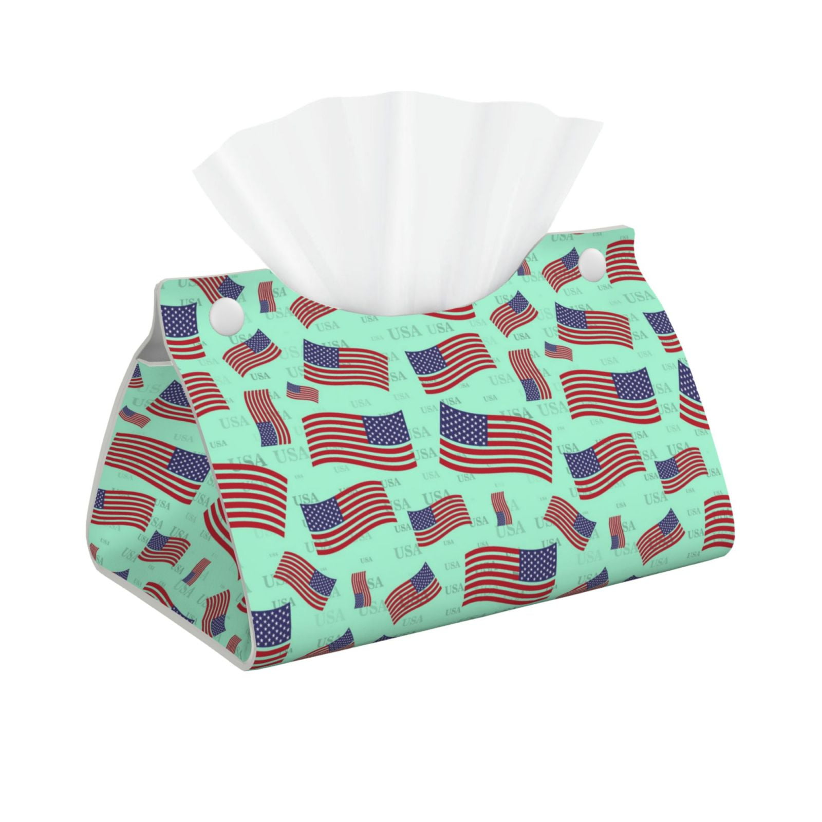 Tissue Box Cover Usa Flag Tissues Boxes Holder Organizer for Bathroom ...
