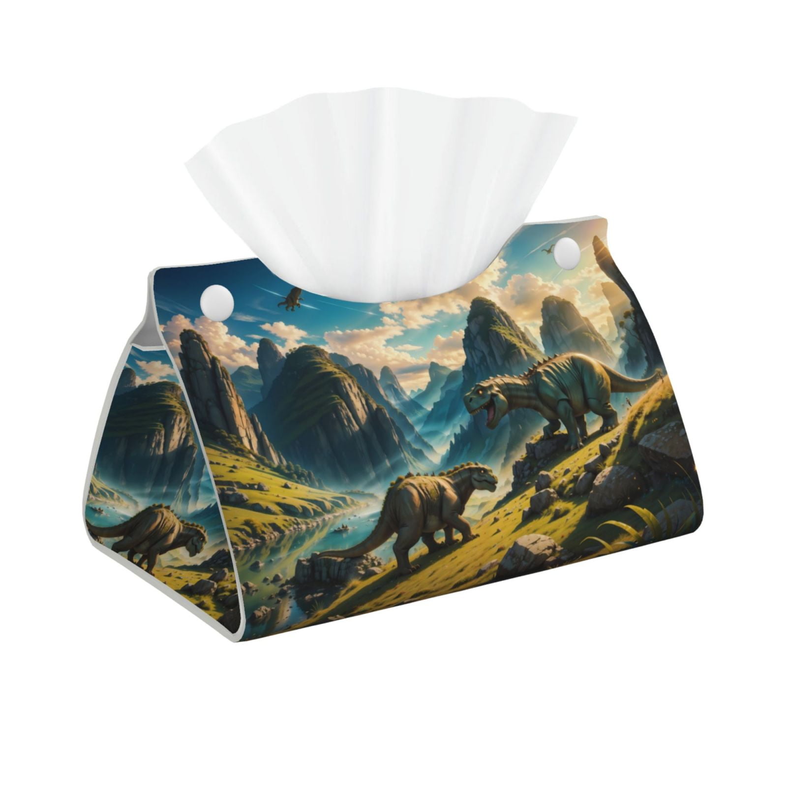 Tissue Box Cover, Valley River Dinosaur Rectangular Leather Tissue ...
