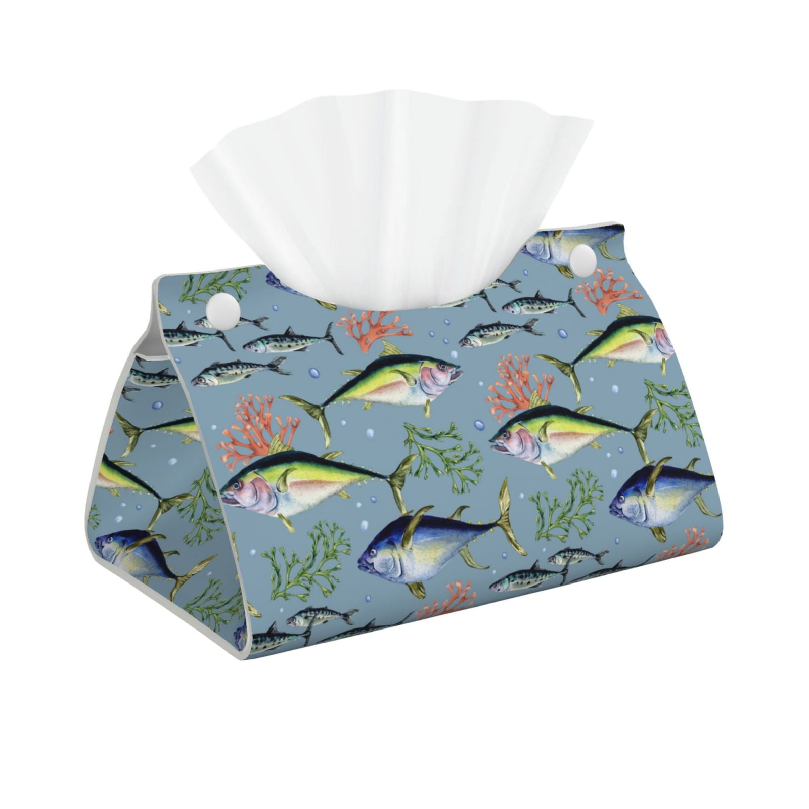 Tissue Box Cover - Various Wild Sea Fish Long Leather Tissue Box Holder ...