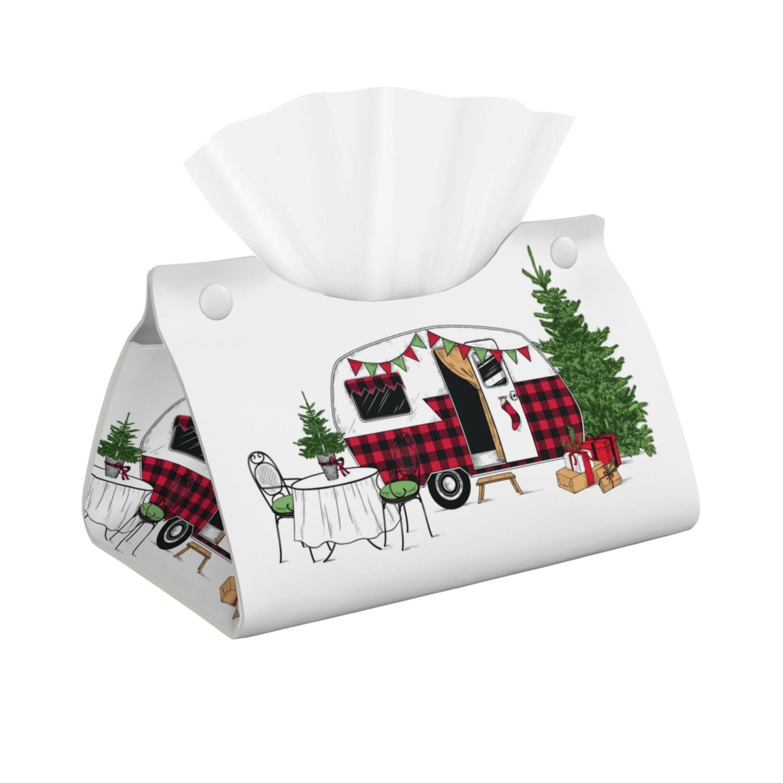 Tissue Box Cover Vintage Buffalo Plaid Christmas Camper Tissues Boxes ...