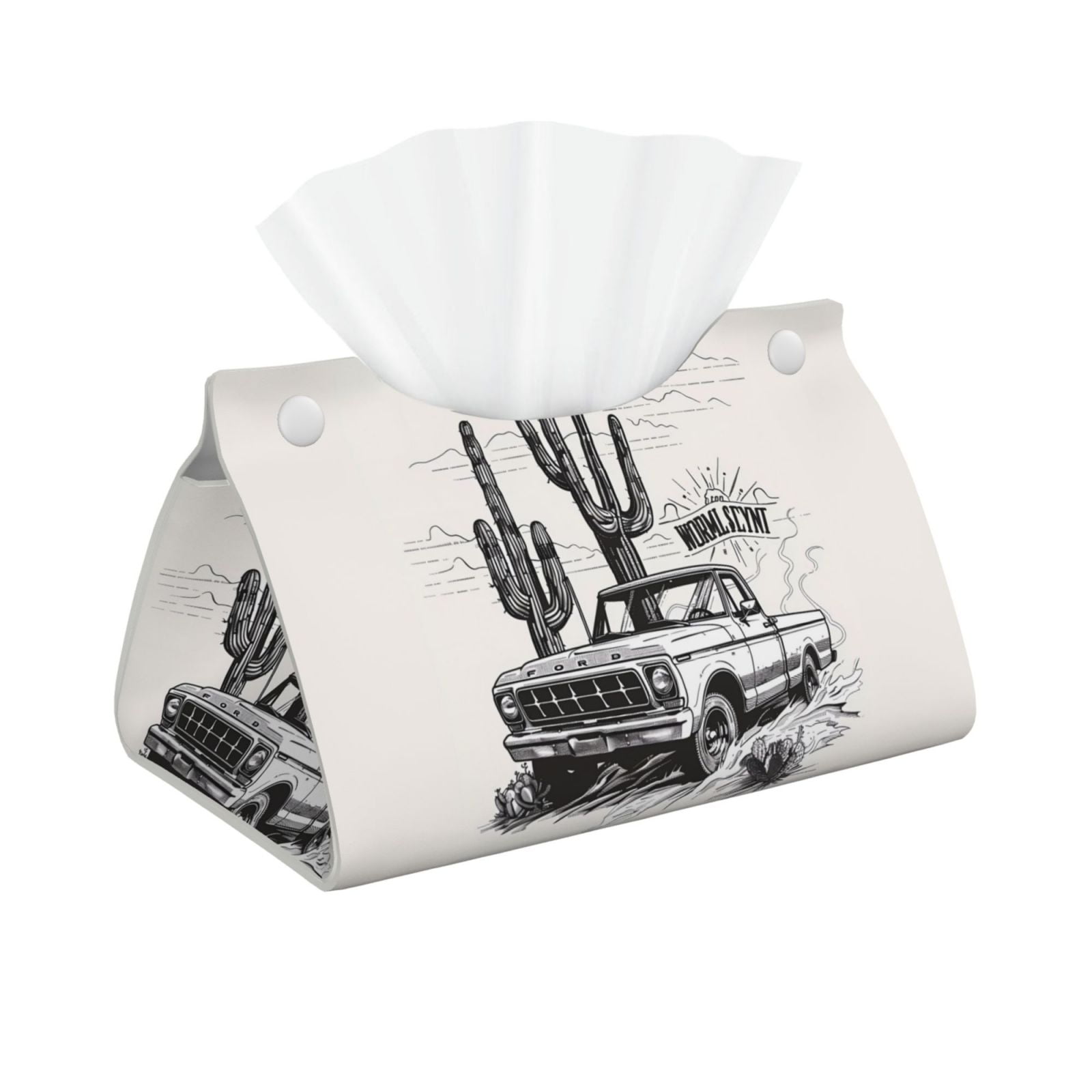 Tissue Box Cover, Vintage Cactus Pickup Rectangular Leather Tissue ...