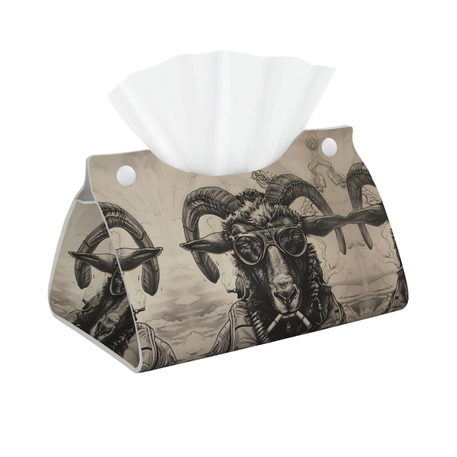 Tissue Box Cover, Vintage Ram Pilot Rectangular Leather Tissue Holder ...