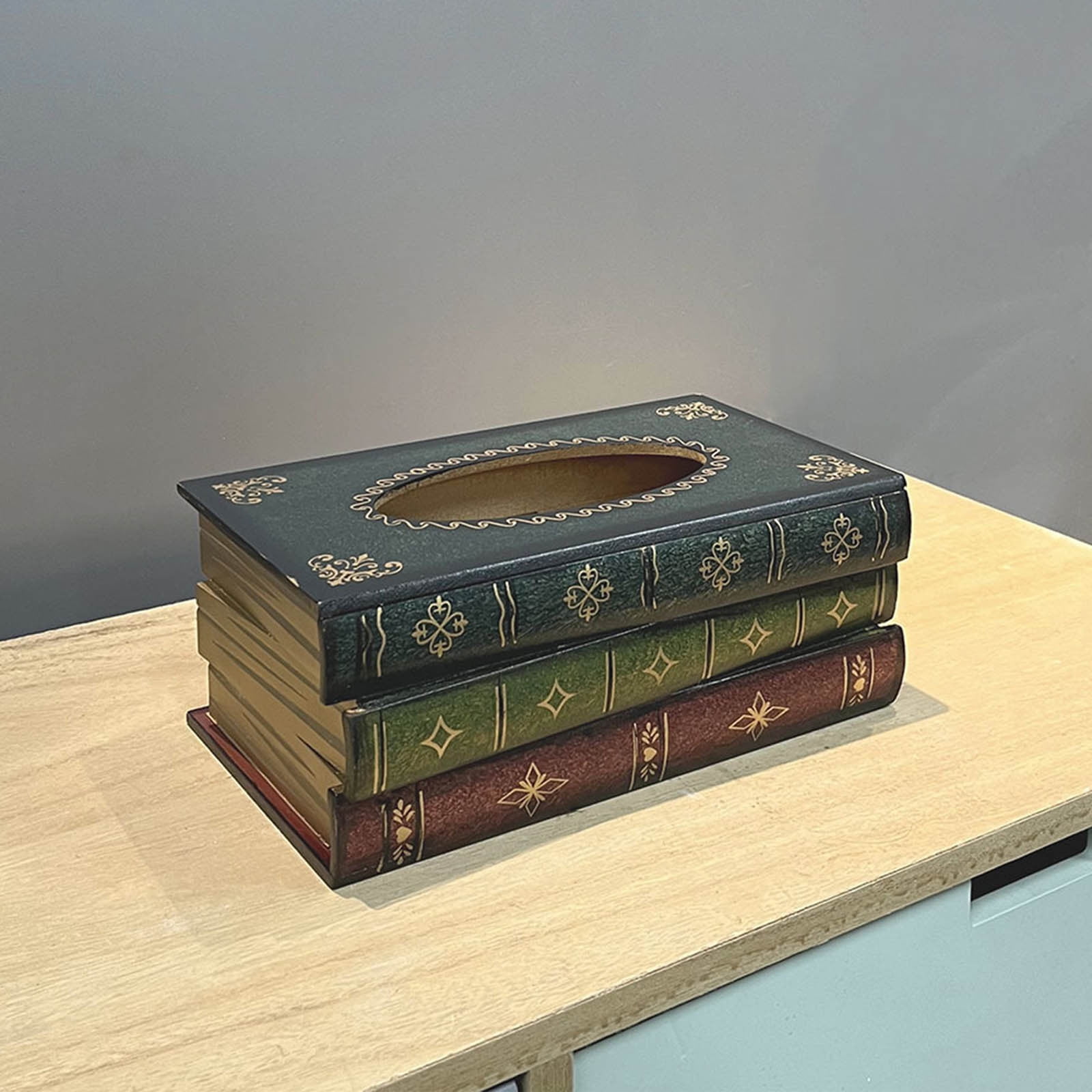 Tissue Box Cover Vintage-Style Stack Of Books Tissue Box for Vanity ...