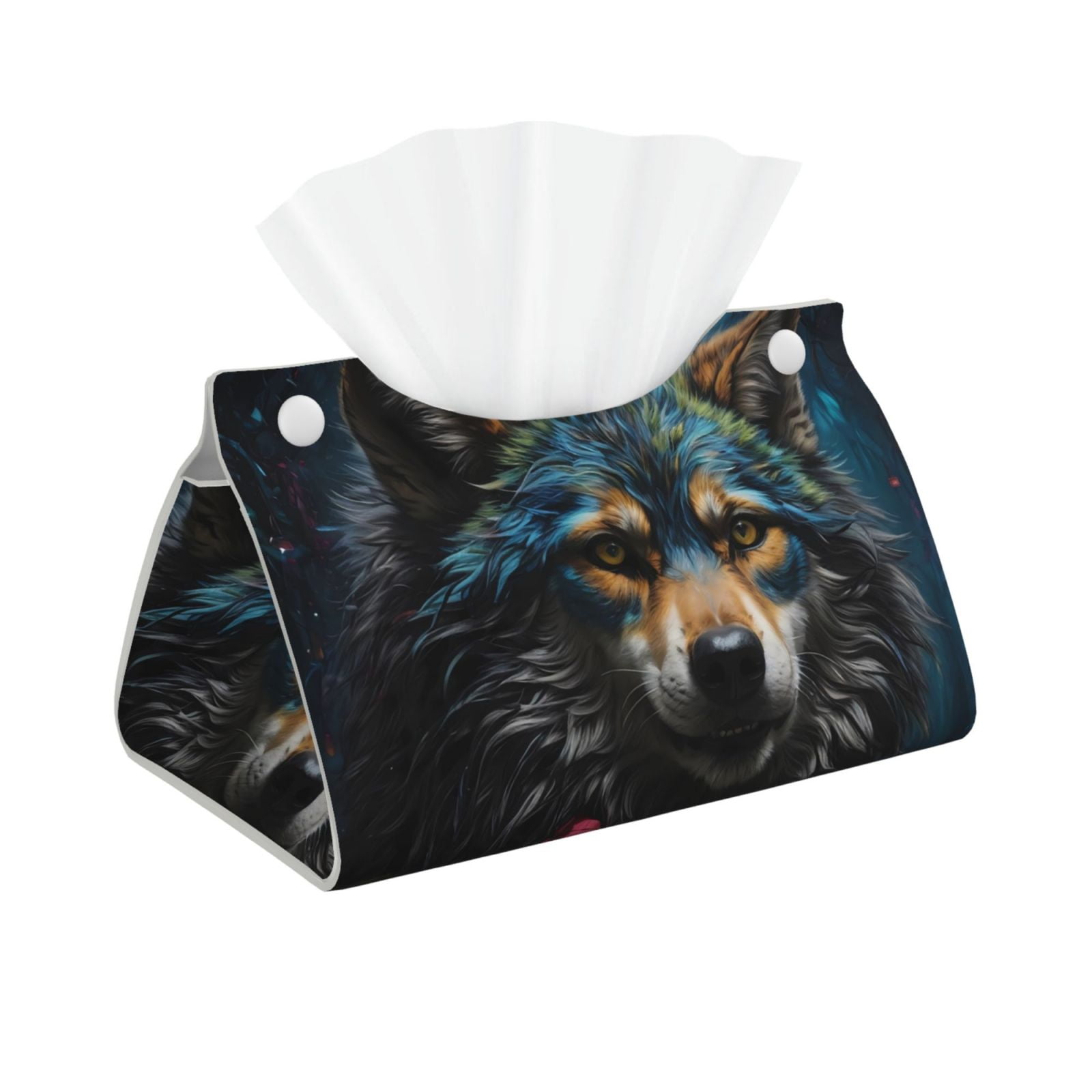 Tissue Box Cover Vintage Wolf Warrior Tissues Boxes Holder Organizer ...