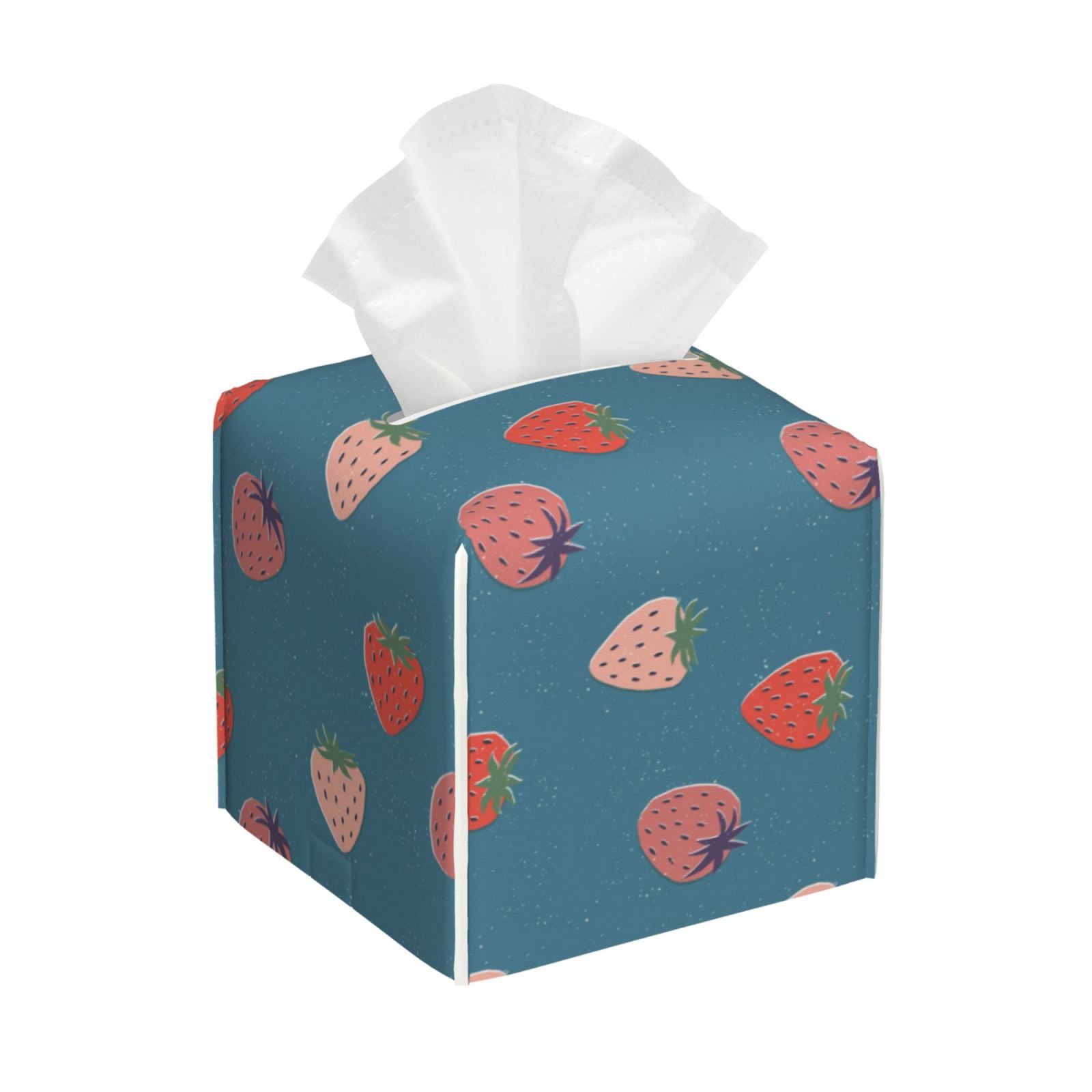 Tissue Box Cover, Vintage strawberry -Modern Square Leather Tissue Box ...