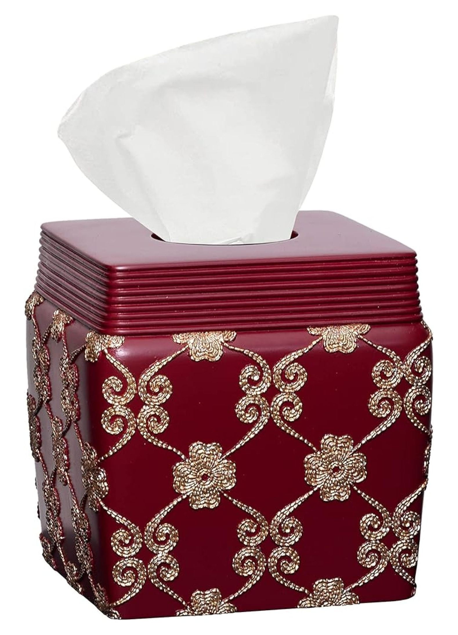 Tissue Box Cover, Vlegant Rosa Collection - Burgundy Bathroom Decor ...
