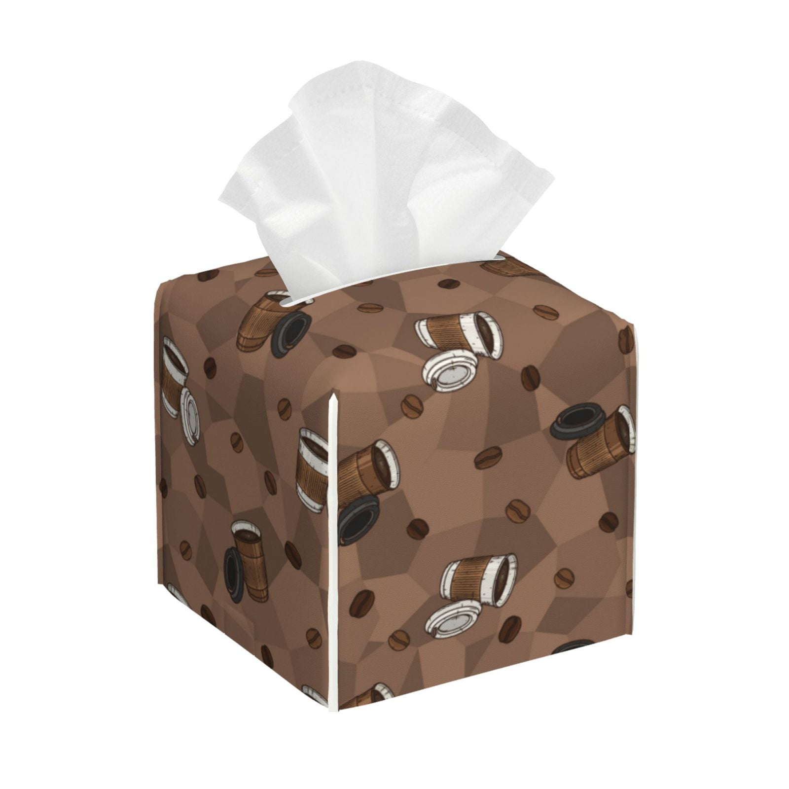 Tissue Box Cover, Warm Coffee Pattern Leather Tissue Box Holder ...