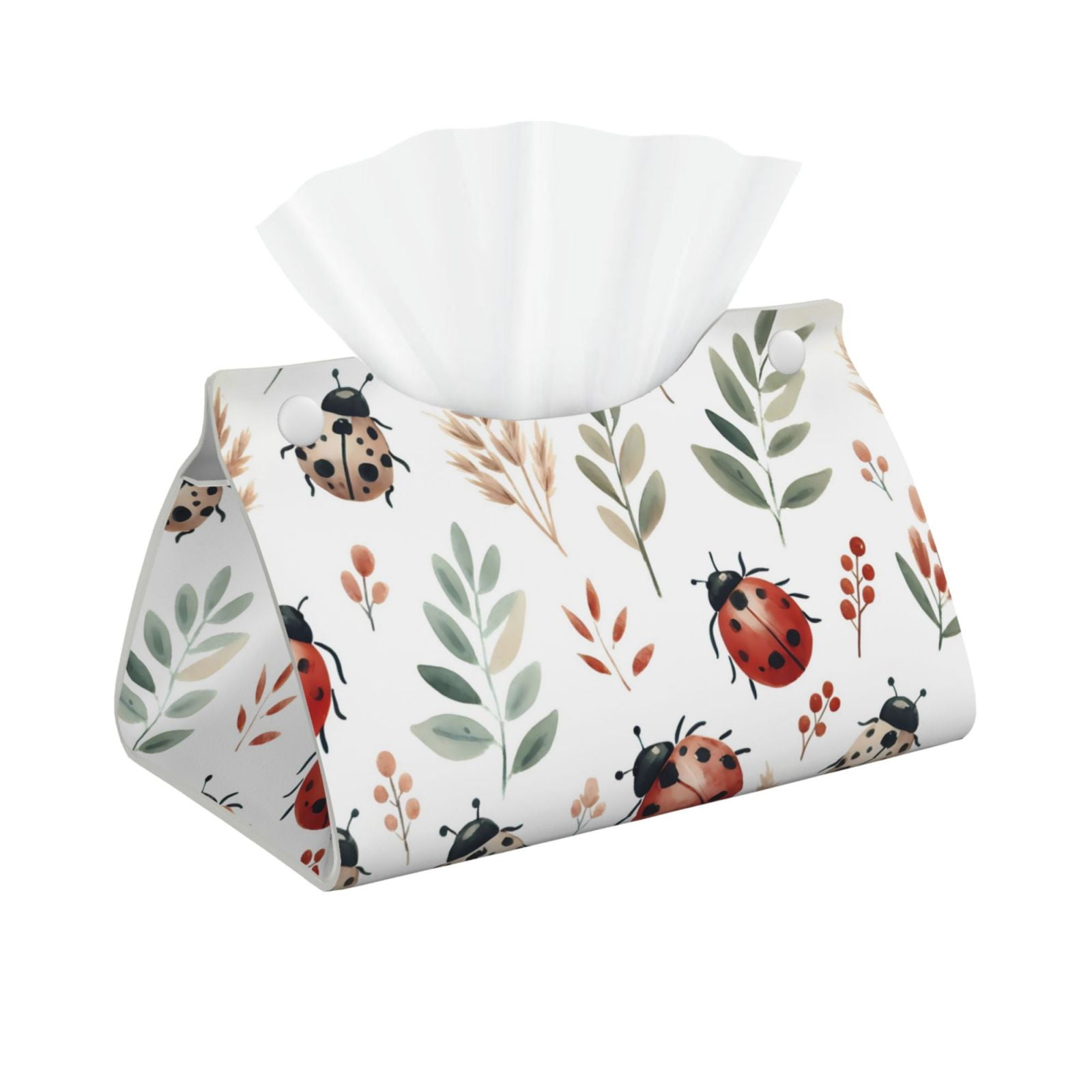Tissue Box Cover, Watercolor Ladybug Rectangular Leather Tissue Holder ...
