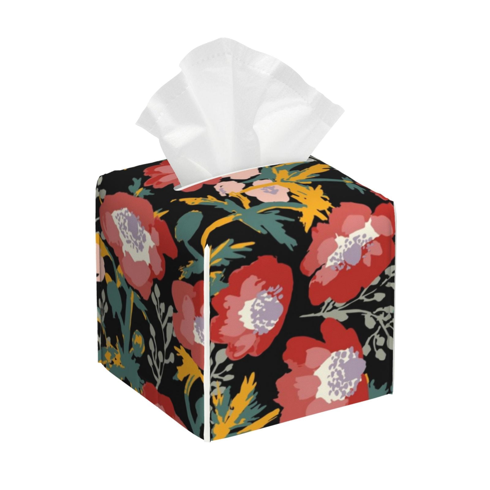 Tissue Box Cover Watercolor Red Wildflowers Tissues Boxes Holder ...