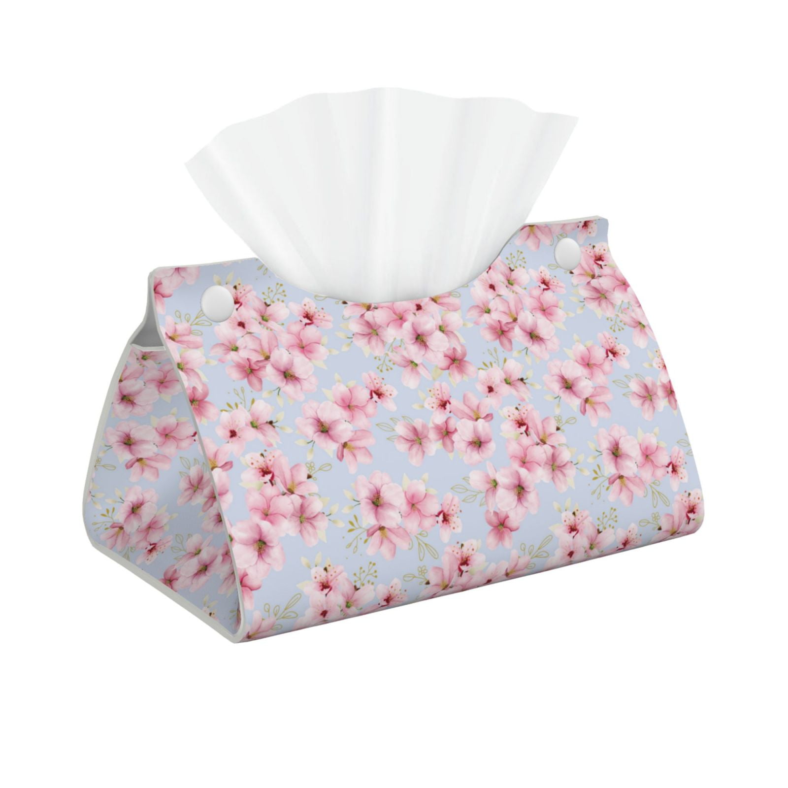 Tissue Box Cover, Watercolor berry blossom blue Rectangular Leather ...