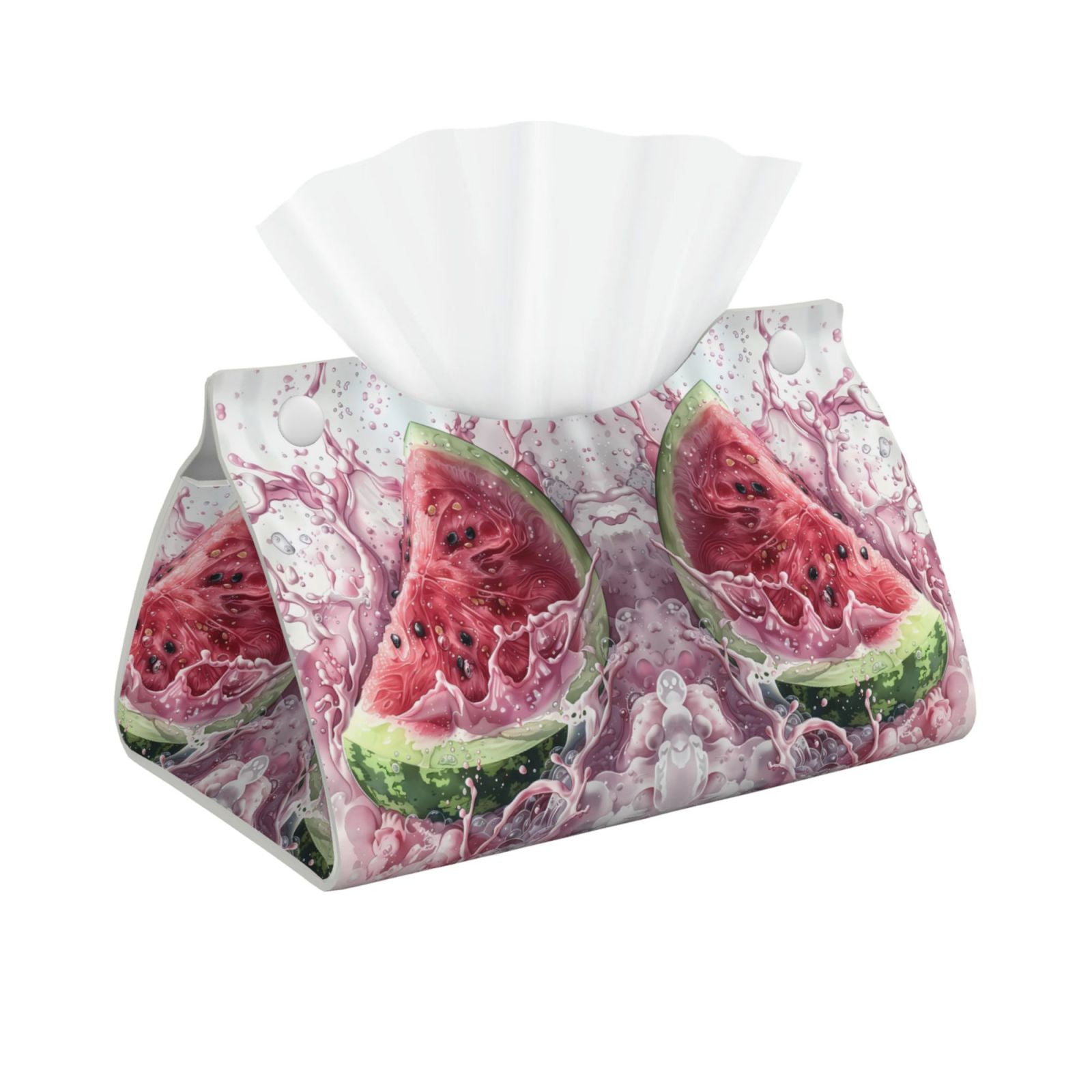 Tissue Box Cover, Watermelon Splash Realism Art Rectangular Leather ...