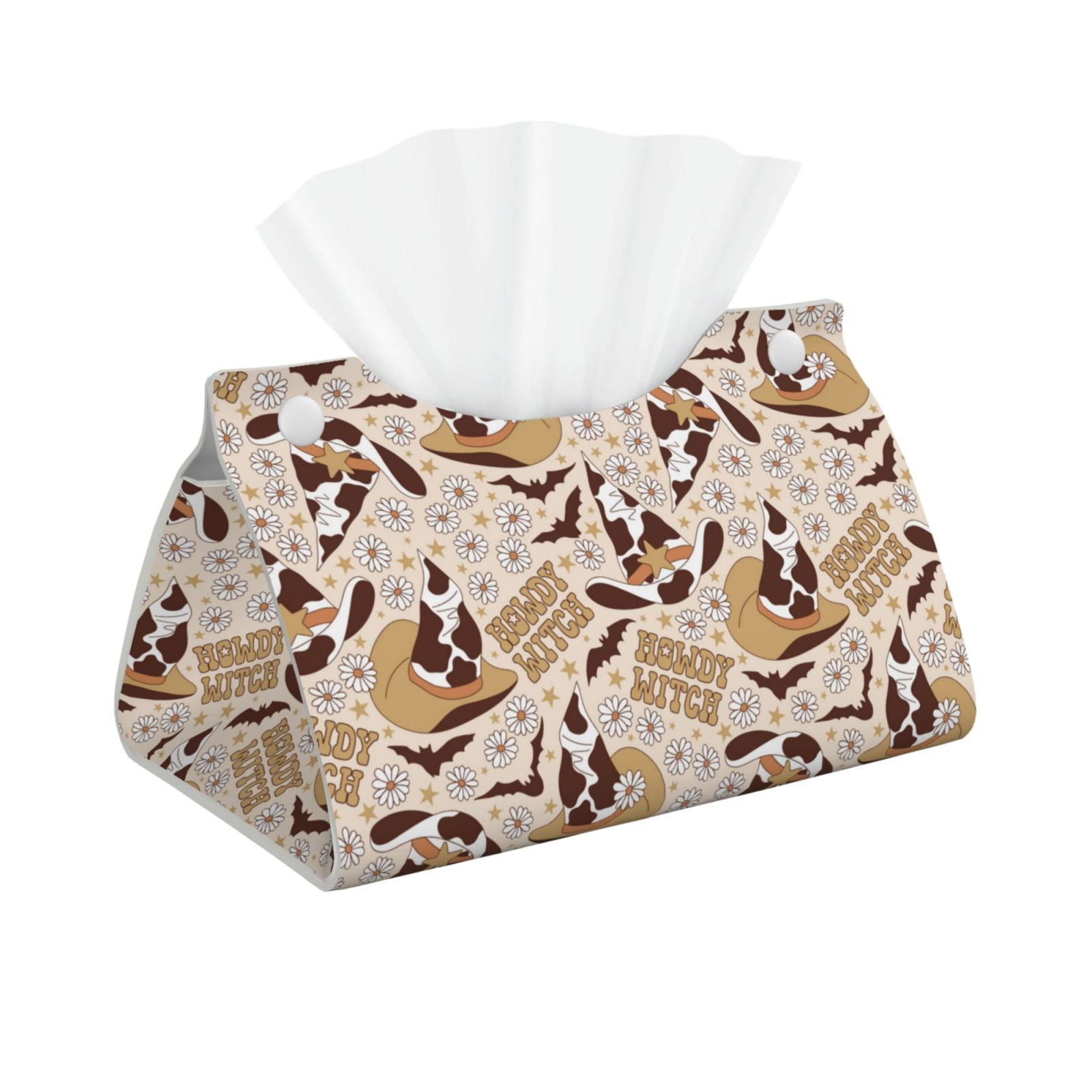 Tissue Box Cover, Western cow spots hat retro Leather Rectangular ...