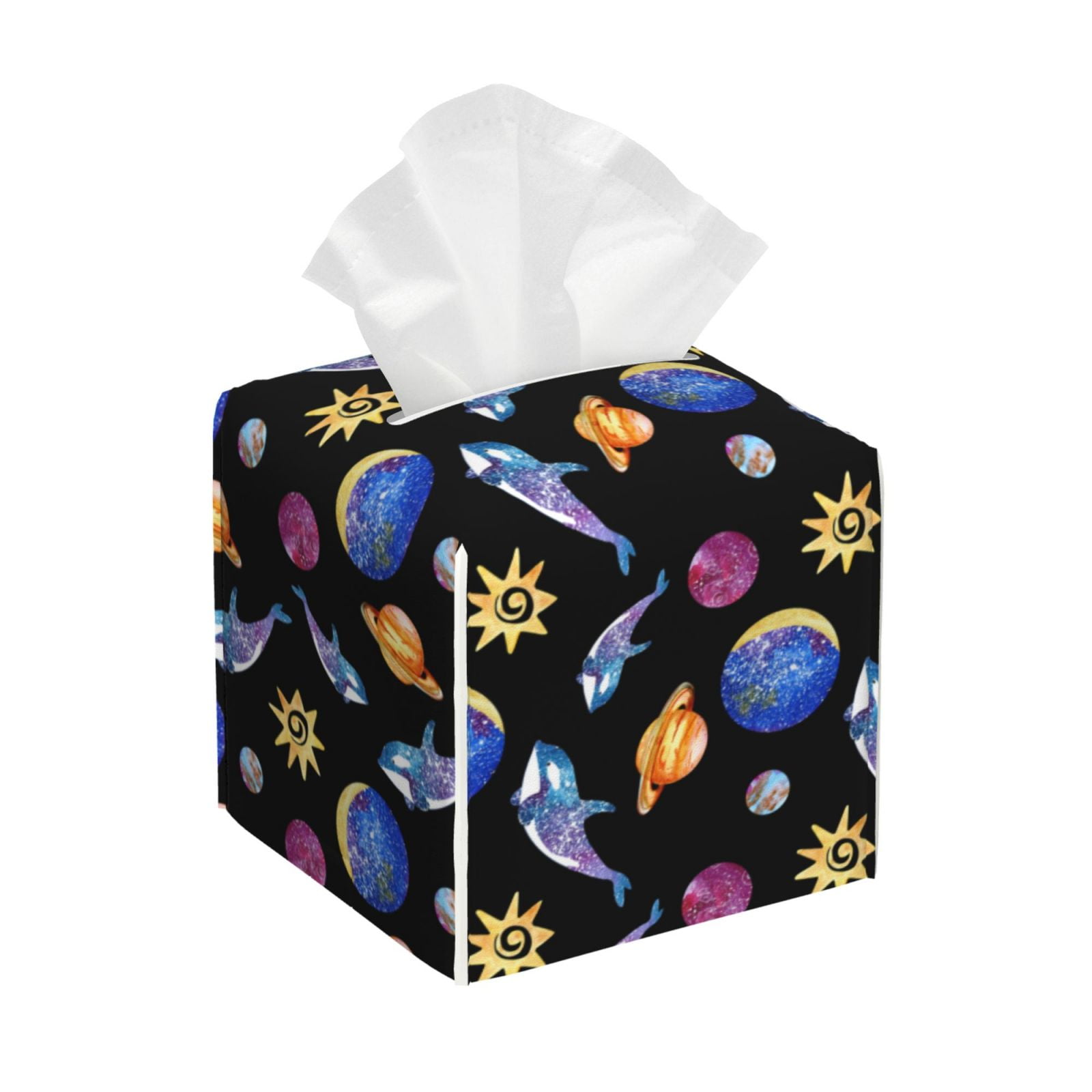 Tissue Box Cover, Whales In Space Leather Tissue Box Holder - Tissue ...