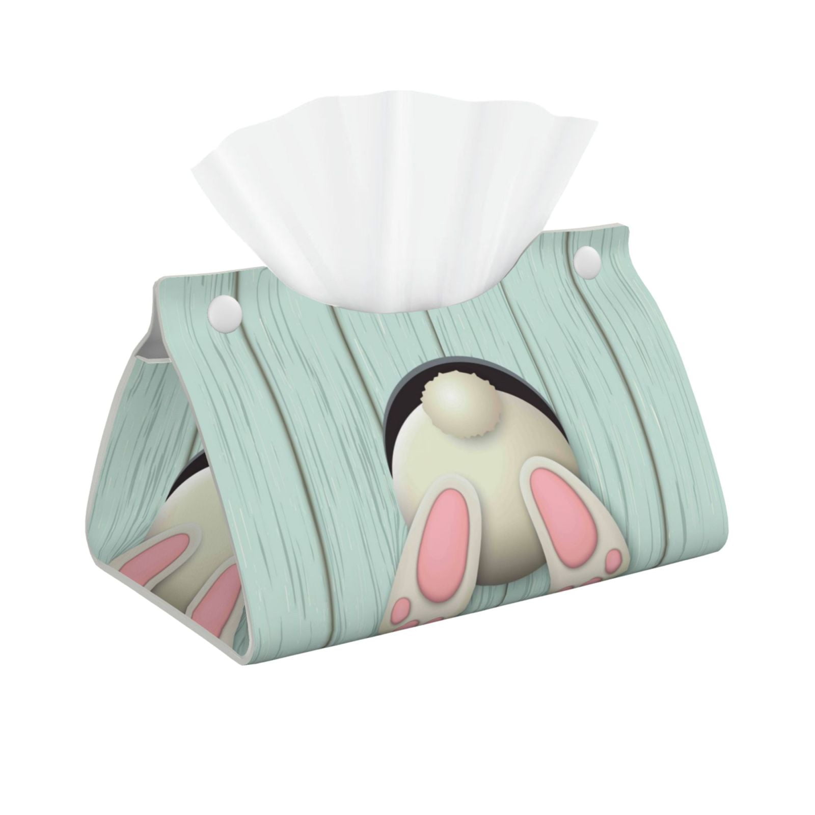 Tissue Box Cover, White Bunny Bottom Easter Eggs Rectangular Leather ...