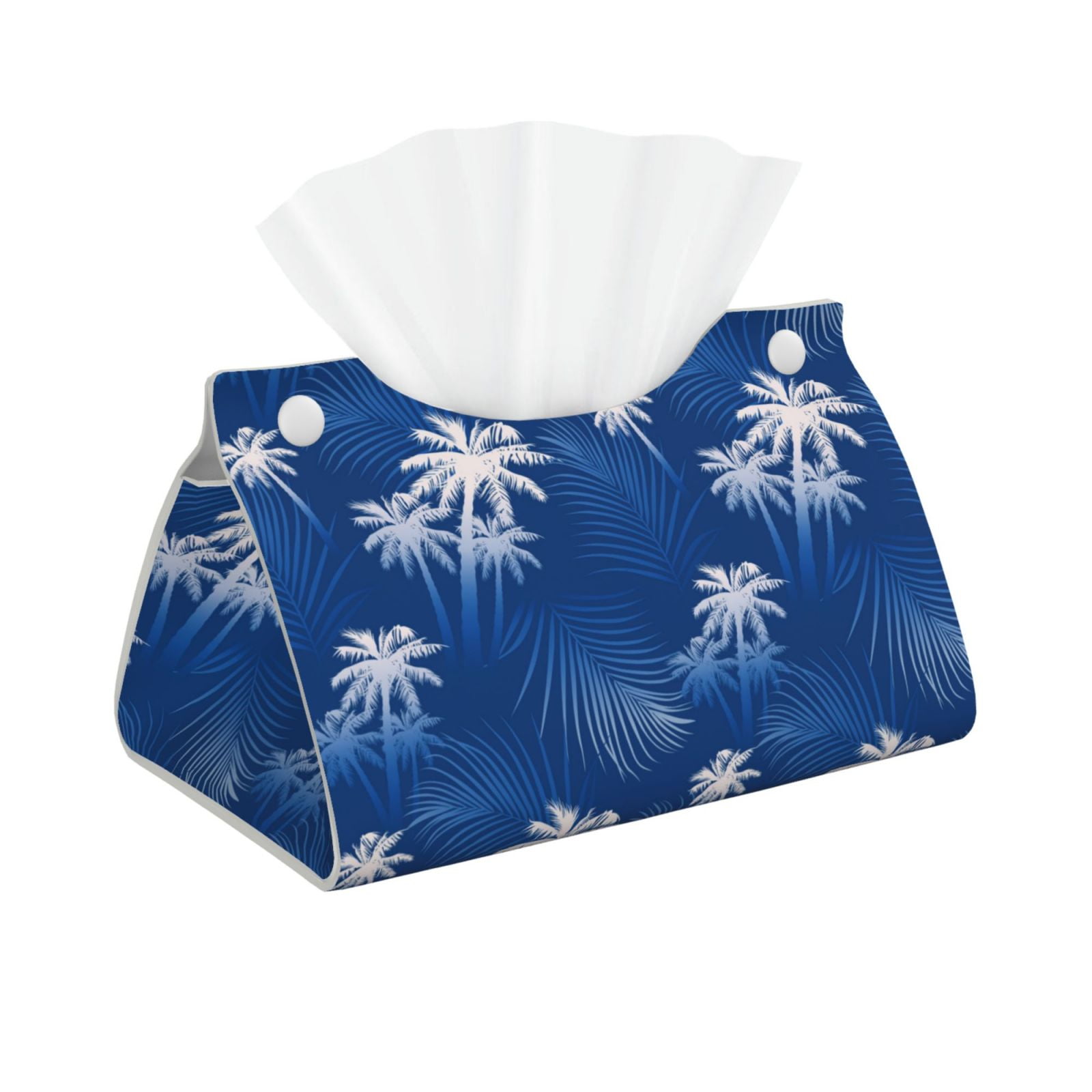 Tissue Box Cover, White Palm Tree Leather Rectangular Tissue Holder ...