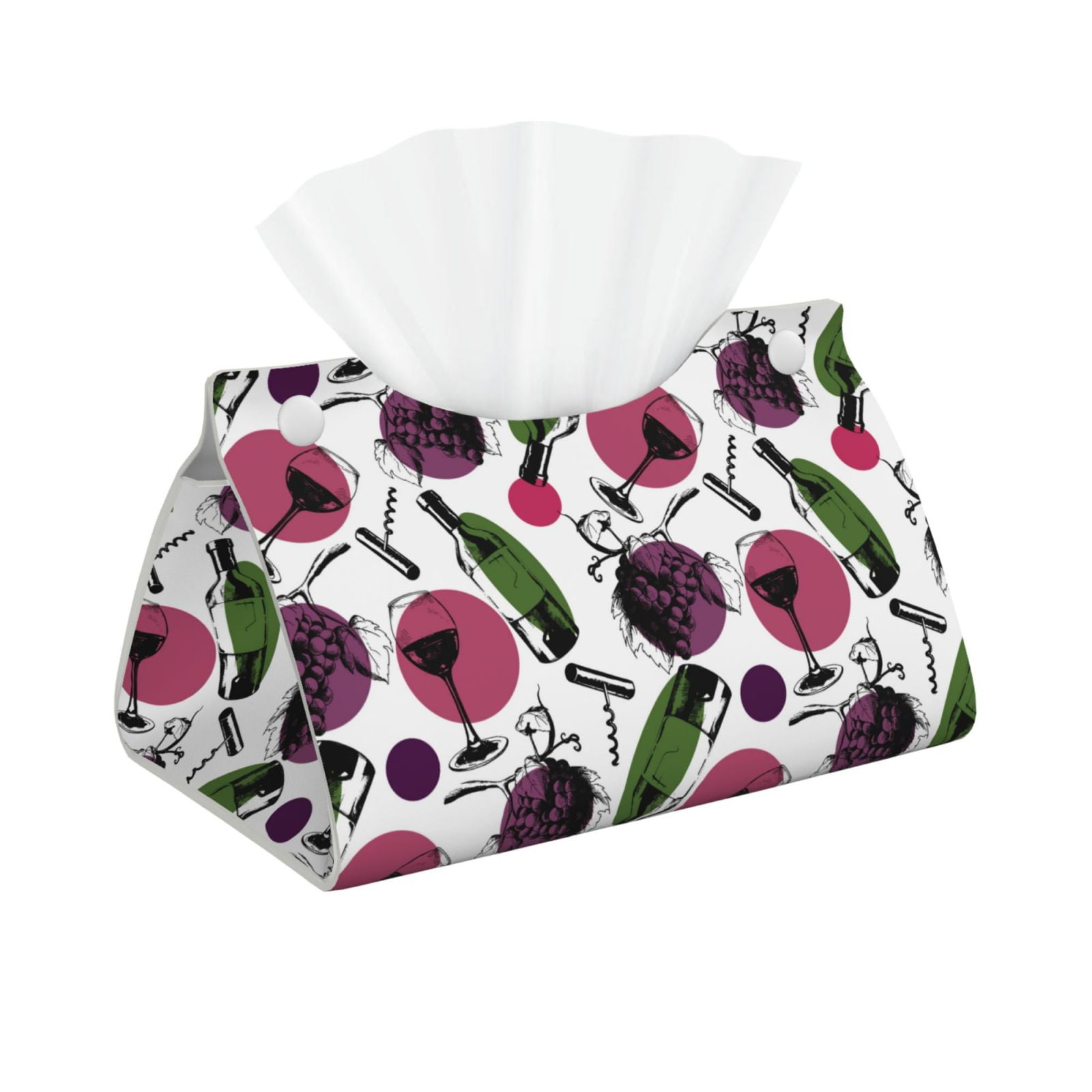 Tissue Box Cover, Wine Bottle Print No.9018 Leather Rectangular Tissue ...