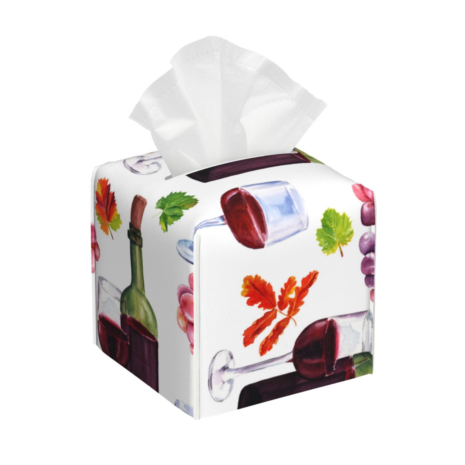 Tissue Box Cover, Wine Print No.J91 Leather Tissue Box Holder - Tissue ...
