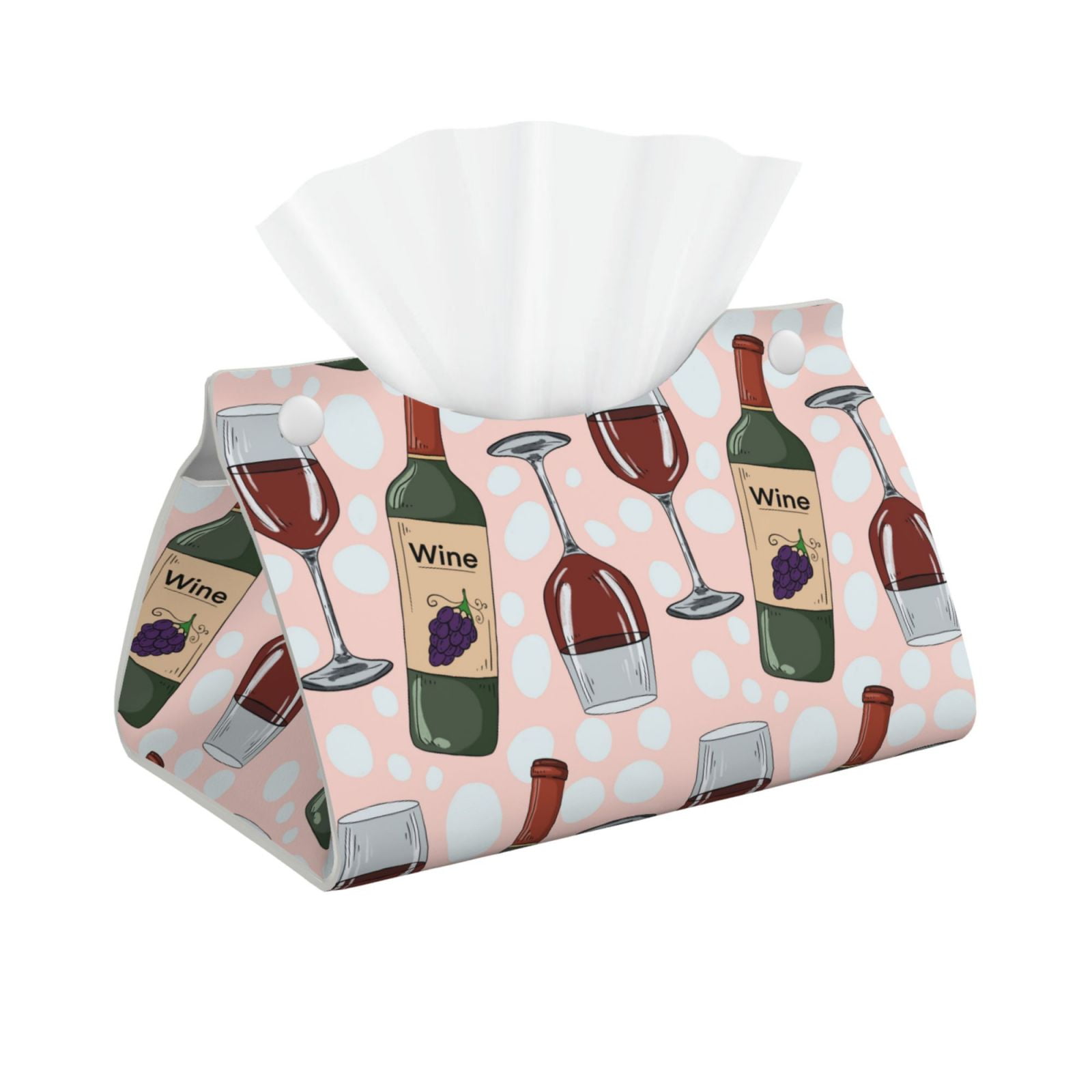 Tissue Box Cover, Wine Print No.J920 Leather Rectangular Tissue Holder ...