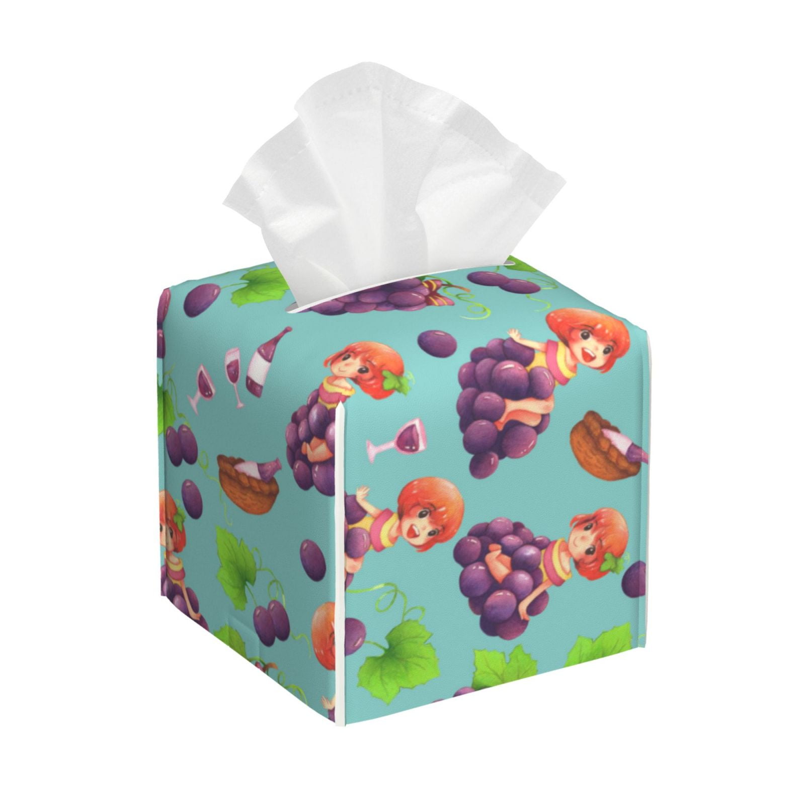 Tissue Box Cover, Wine Print No.J921 Leather Tissue Box Holder - Tissue ...