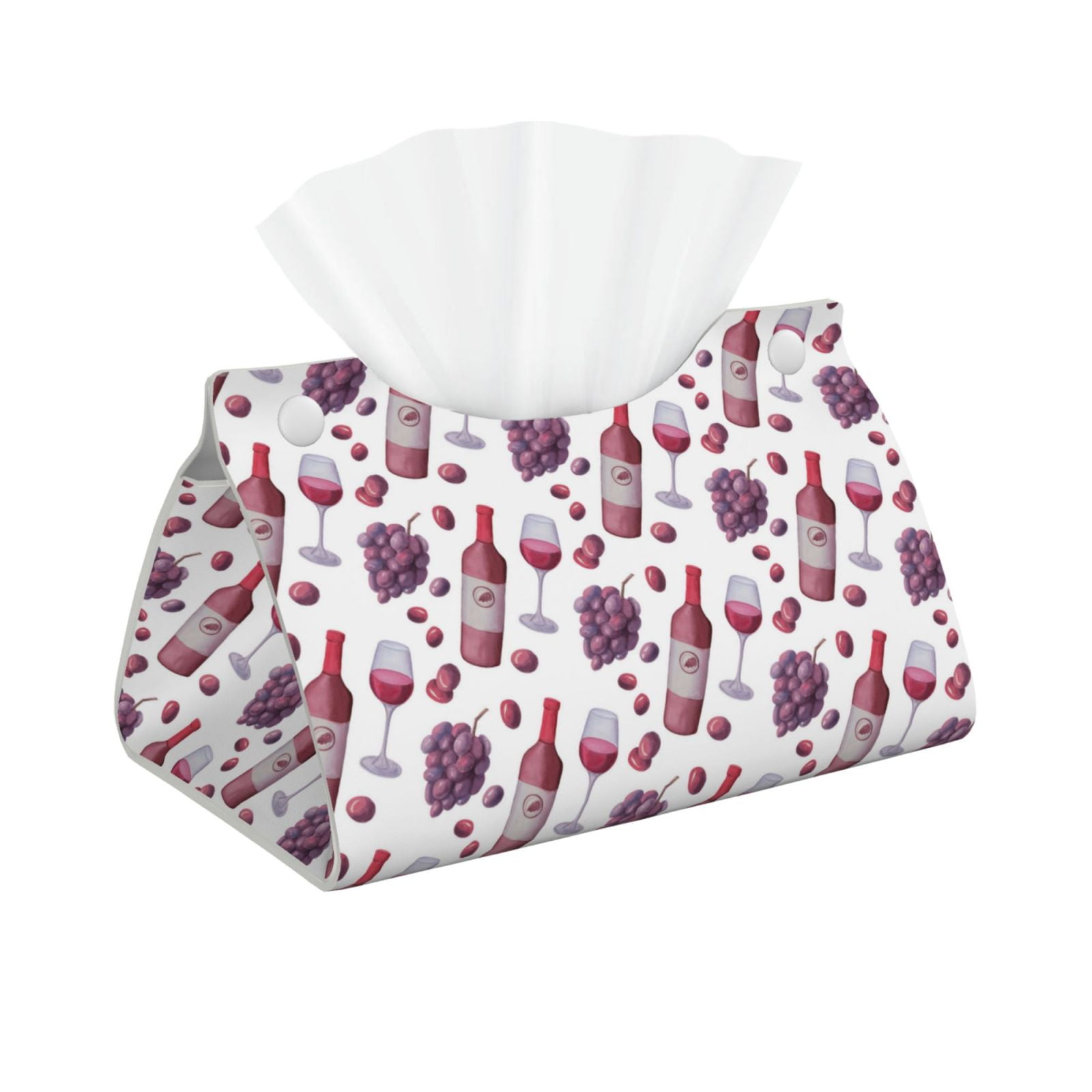 Tissue Box Cover, Wine Print No.J922 Leather Rectangular Tissue Holder ...