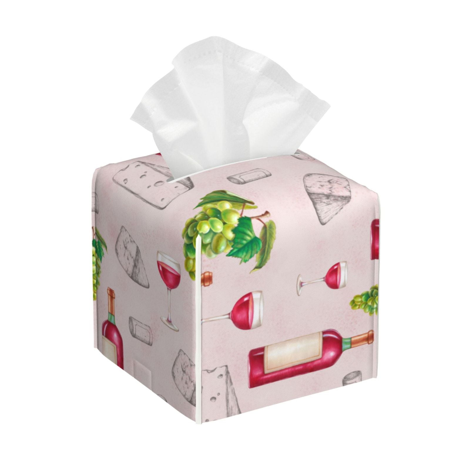 Tissue Box Cover, Wine Print No.J932 Leather Tissue Box Holder - Tissue ...
