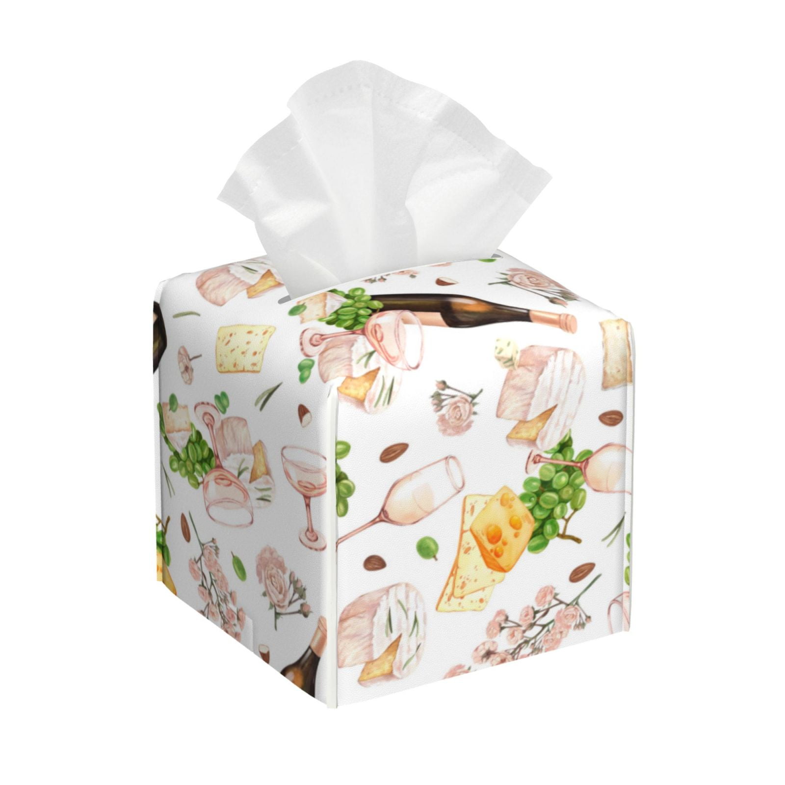 Tissue Box Cover, Wine Print No.J933 Leather Tissue Box Holder - Tissue ...