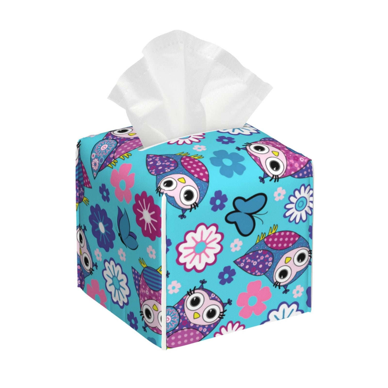 Tissue Box Cover, Wls And Flowers Leather Tissue Box Holder - Tissue ...