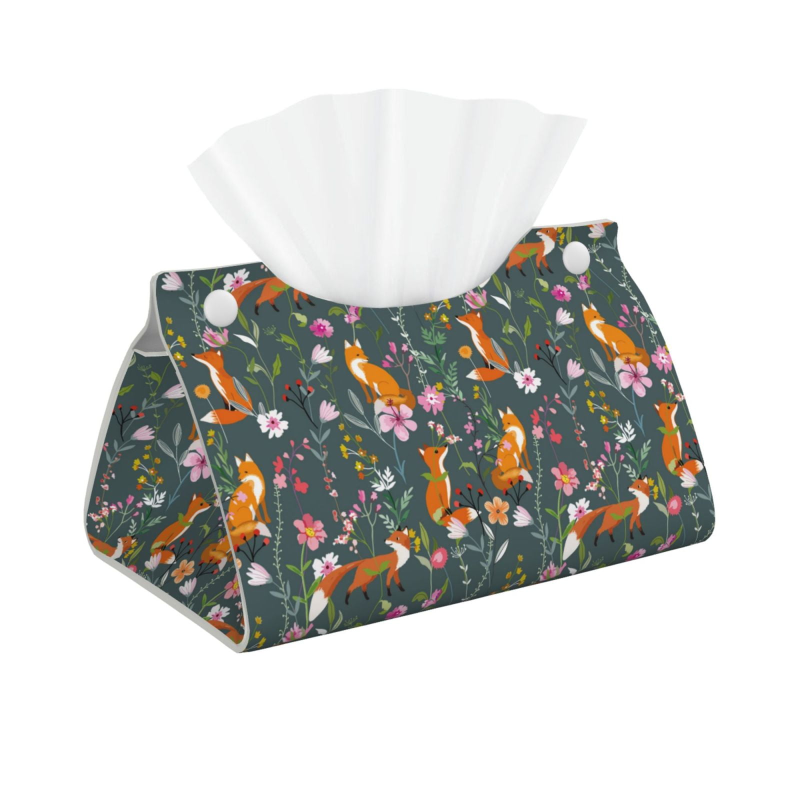 Tissue Box Cover Wolf Fox In Flower Forest Tissues Boxes Holder ...