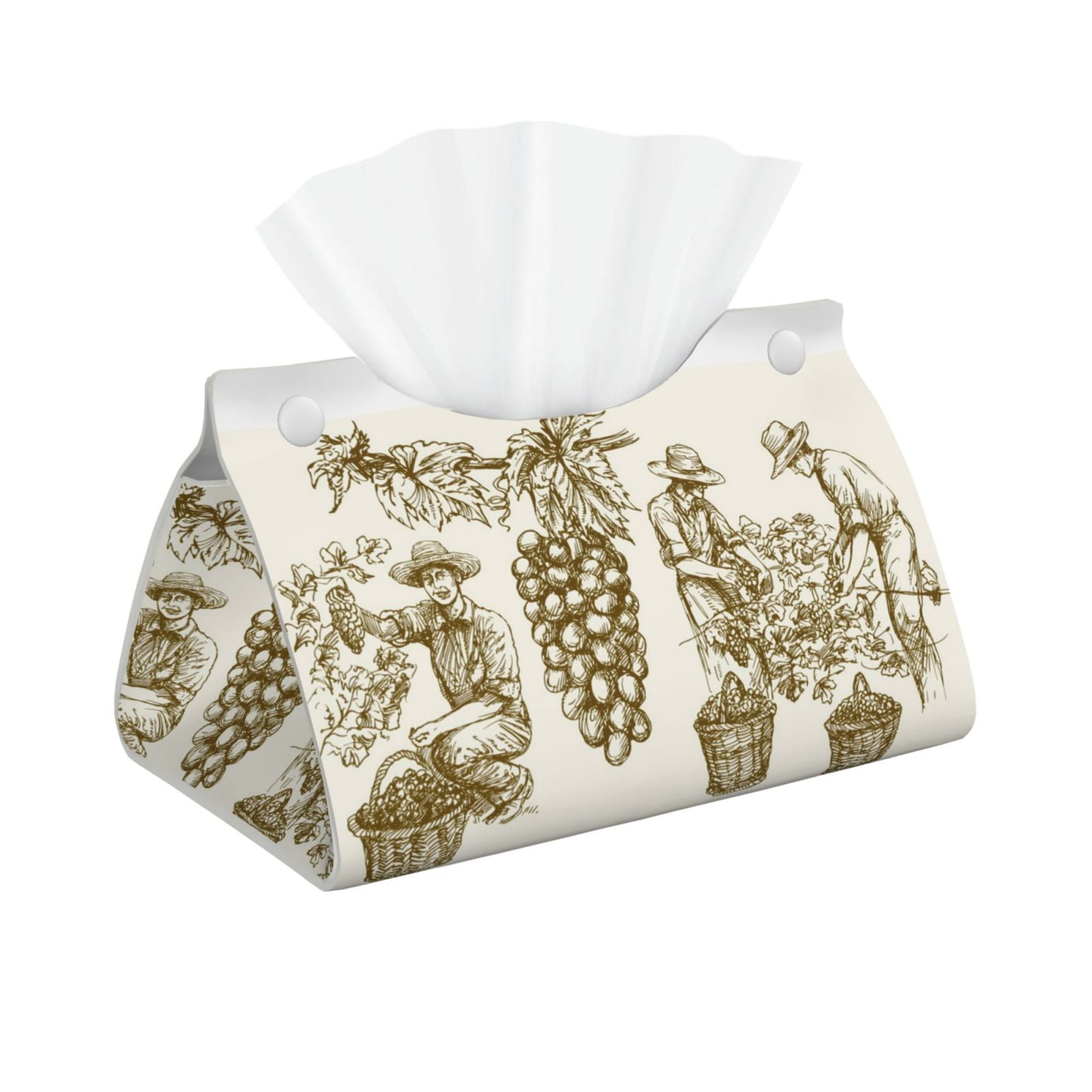 Tissue Box Cover, Workers Cutting Grapes From Vineyard Rectangular ...