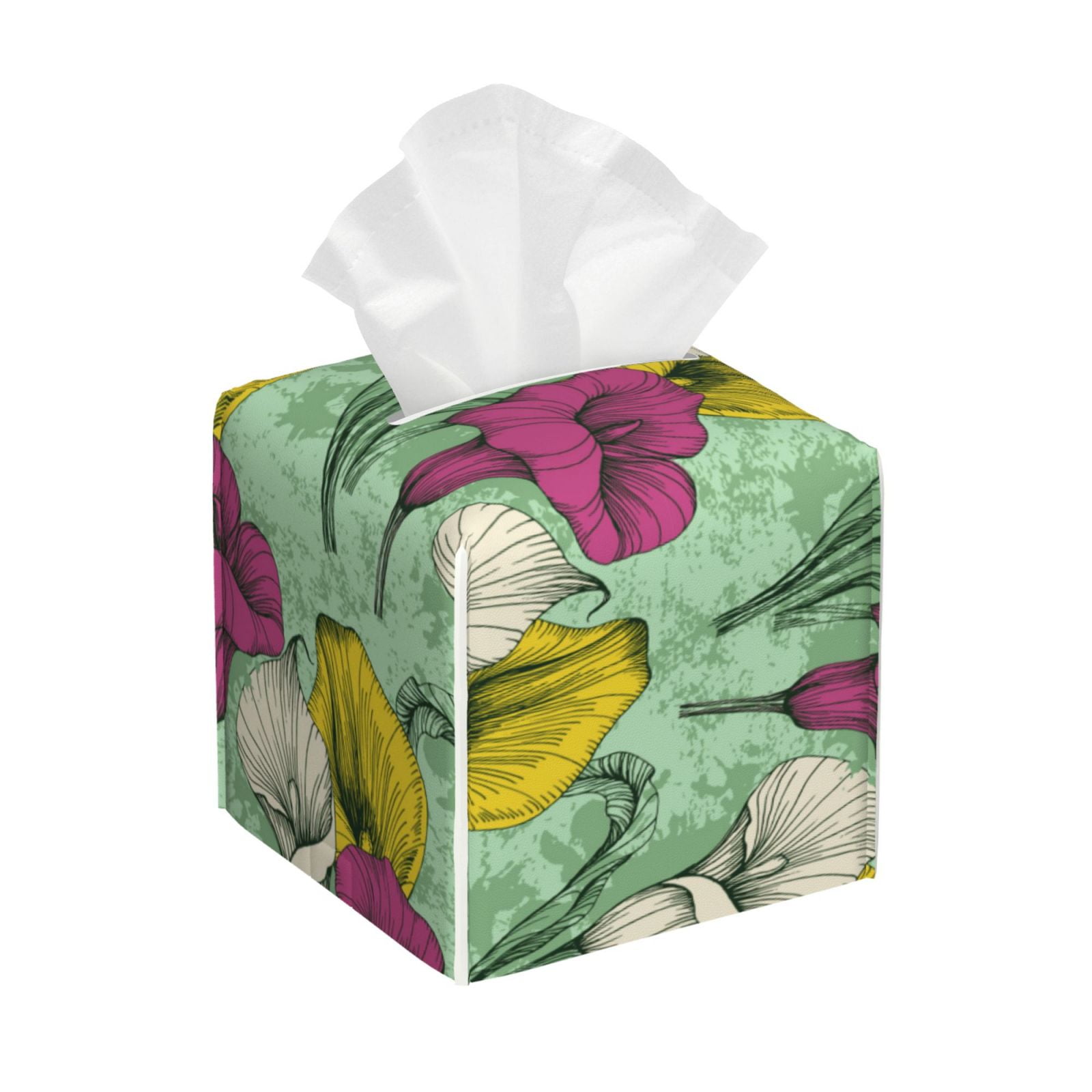 Tissue Box Cover, Yellow Blue Purple Calla Lily Flowers -Modern Square ...