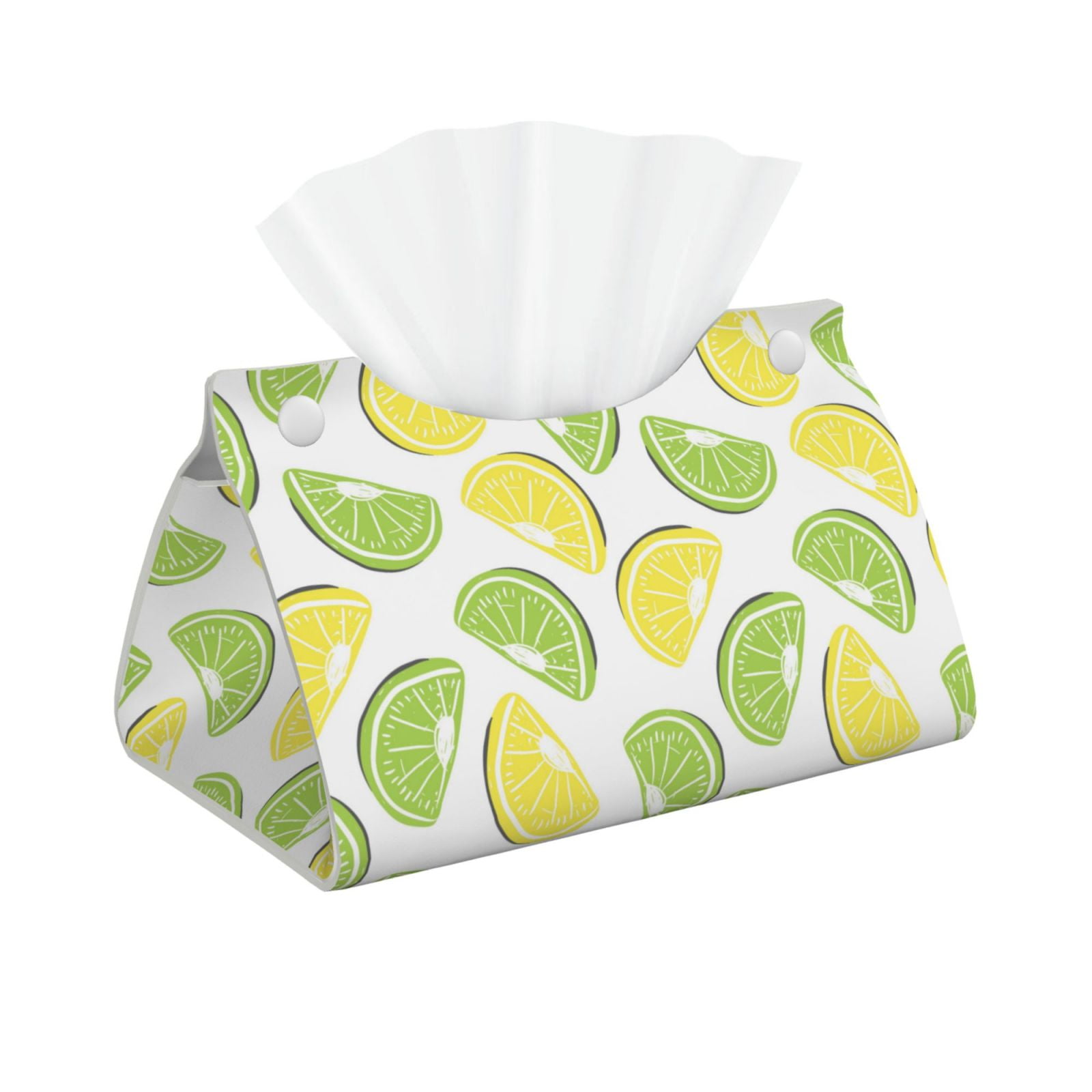 Tissue Box Cover, Yellow Green Lemon Print Leather Rectangular Tissue ...