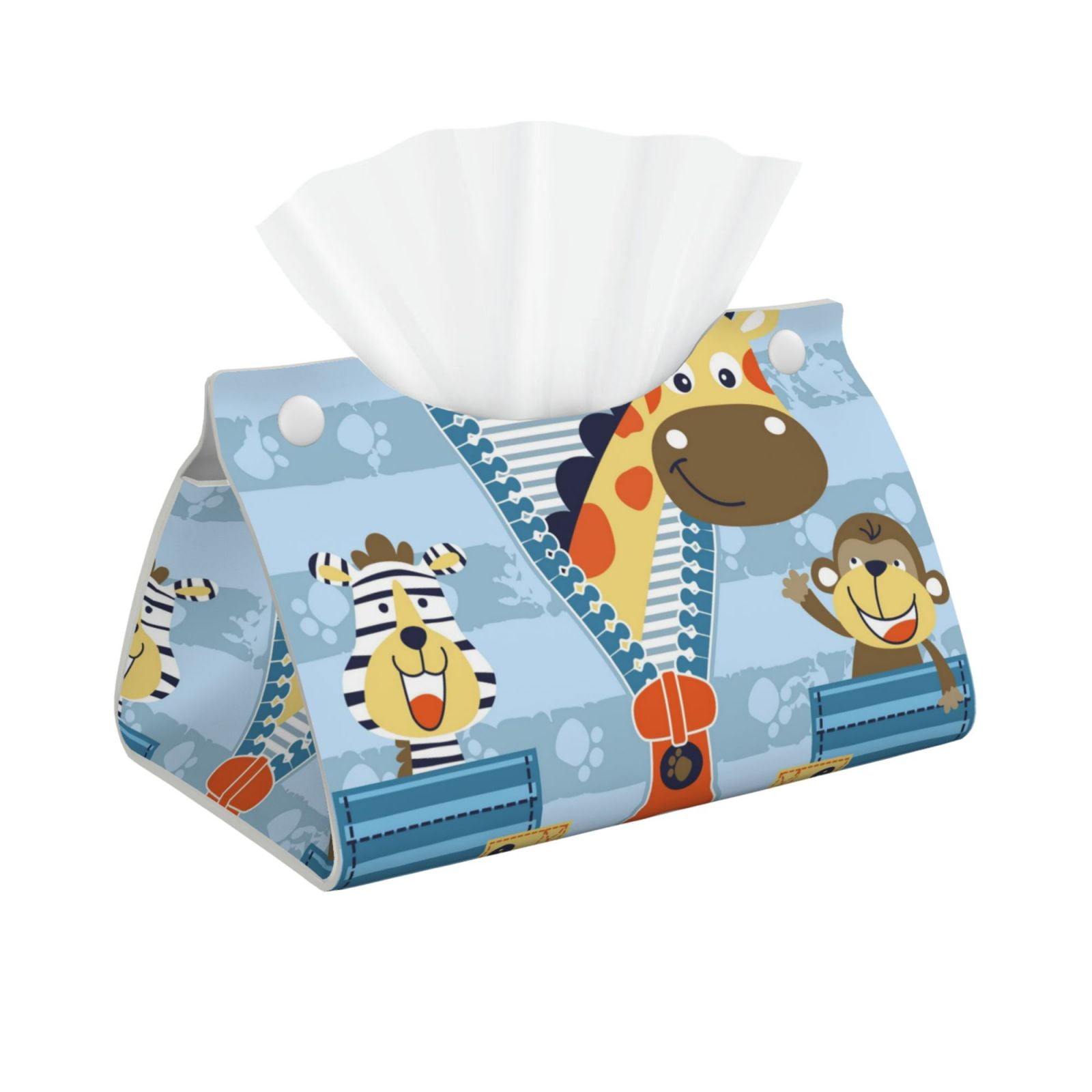 Tissue Box Cover, Zebra with Monkey in Pocket Rectangular Leather ...