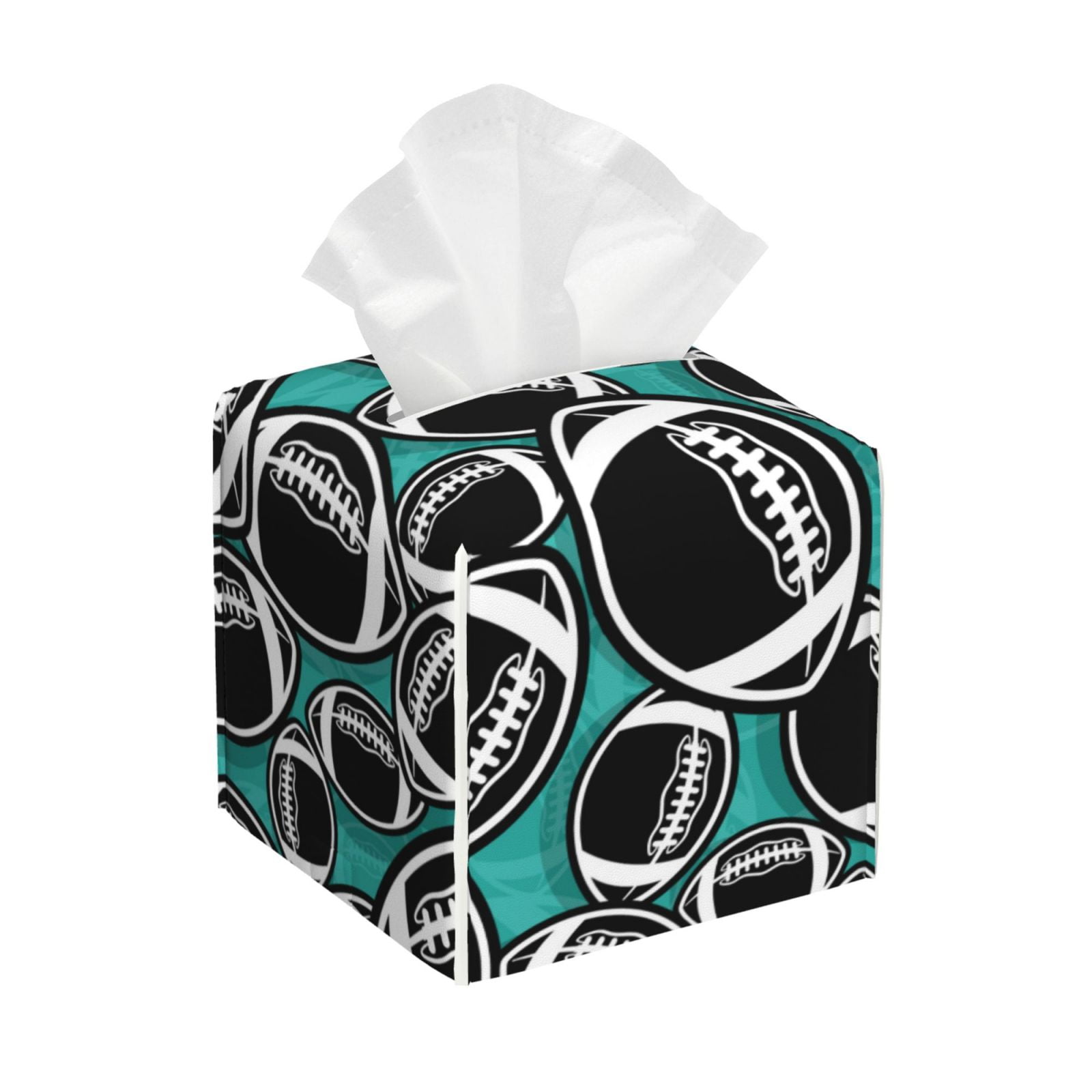 Tissue Box Cover, black American football Rugby green Leather Tissue ...
