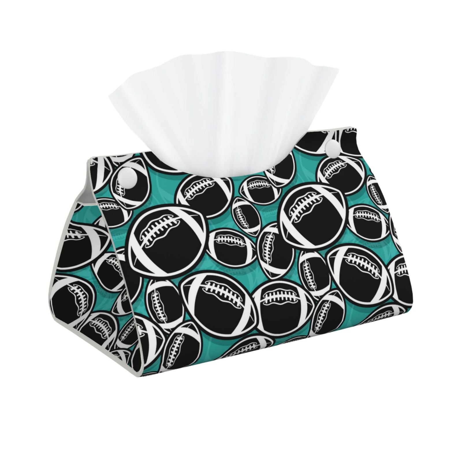 Tissue Box Cover, black American football Rugby green Leather ...