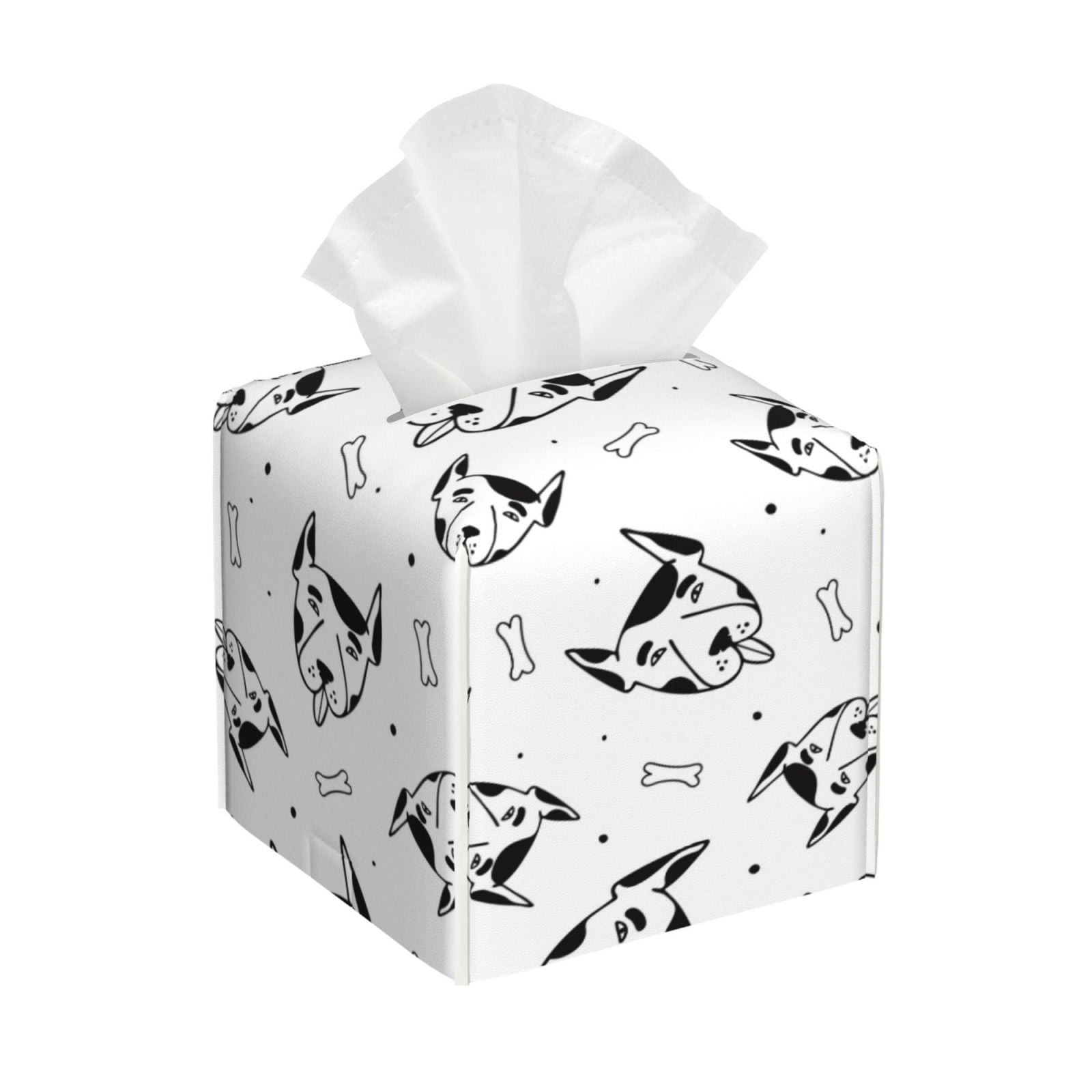 Tissue Box Cover black Dog Puppy white Tissues Boxes Holder Organizer ...