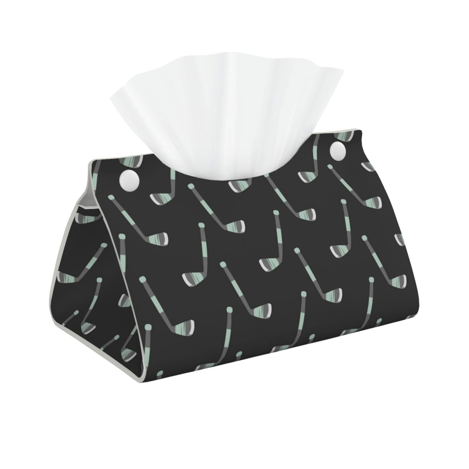 Tissue Box Cover, black hockey sticks print Leather Rectangular Tissue ...