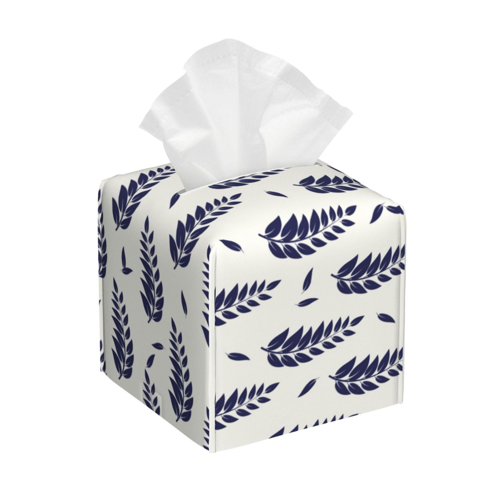 Tissue Box Cover blue leaves Tissues Boxes Holder Organizer, Leather ...