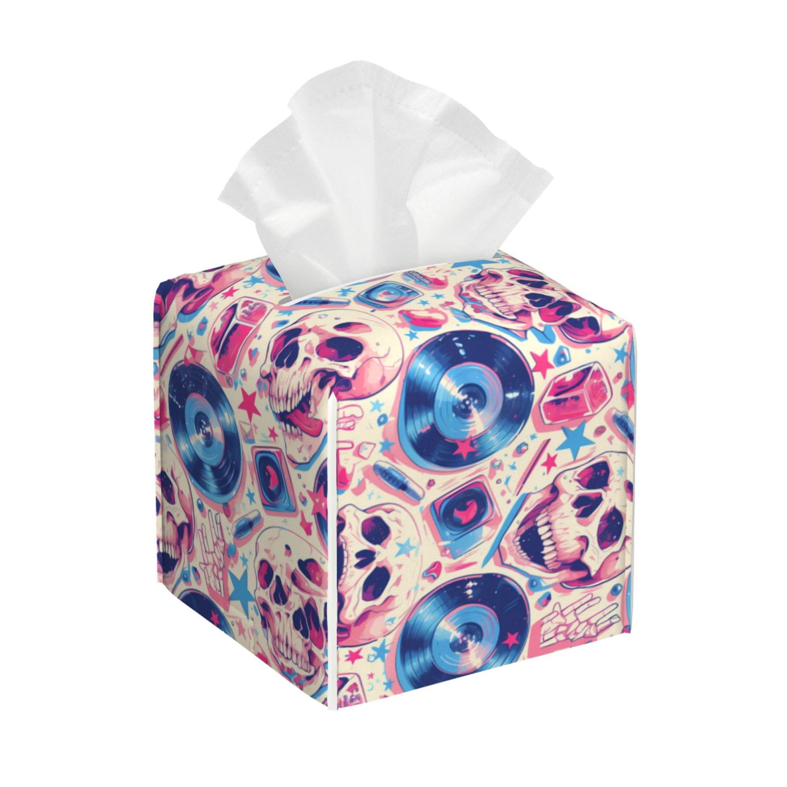 Tissue Box Cover blue record rock Skull Tissues Boxes Holder Organizer ...