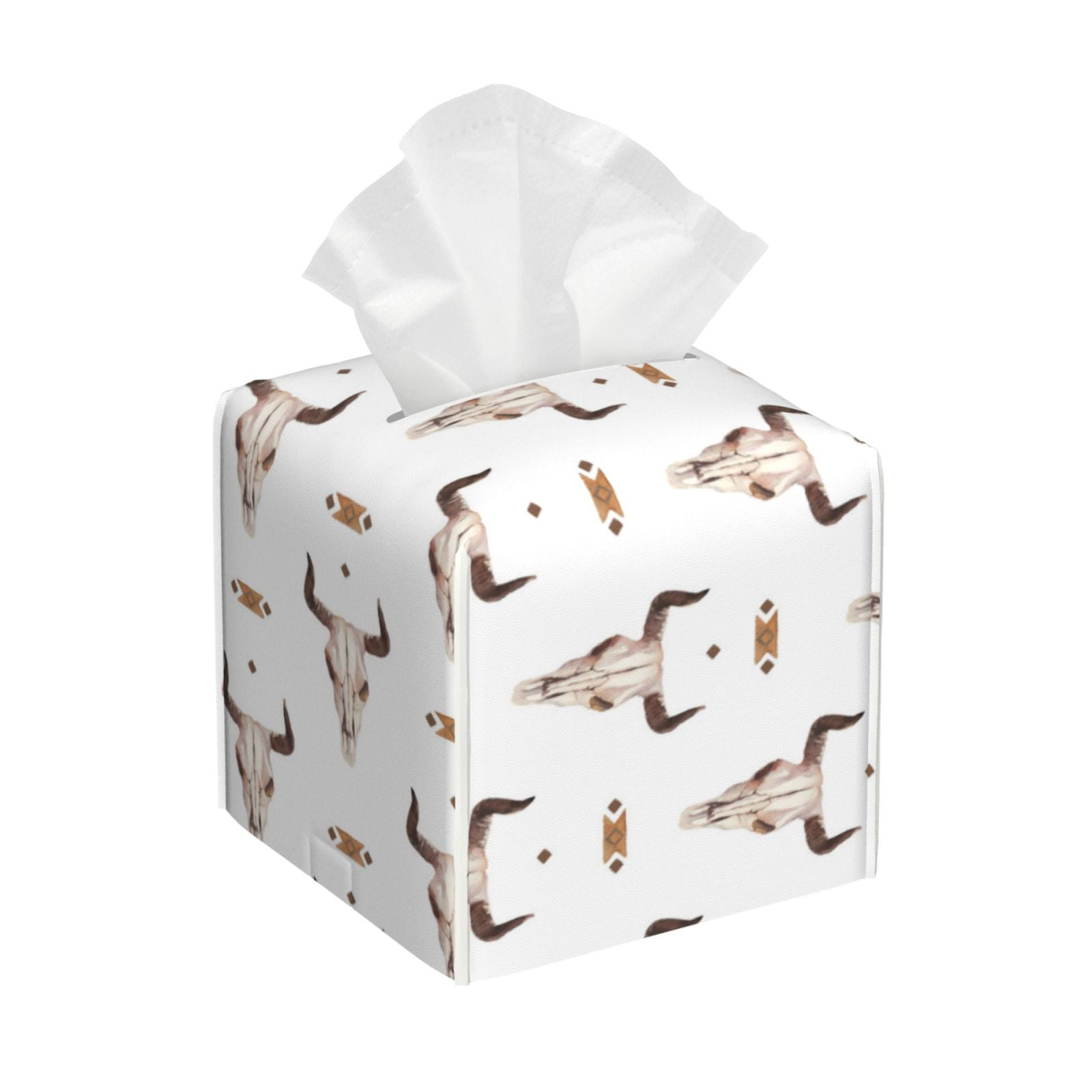 Tissue Box Cover, boho cow skull Indian style Leather Tissue Box Holder ...