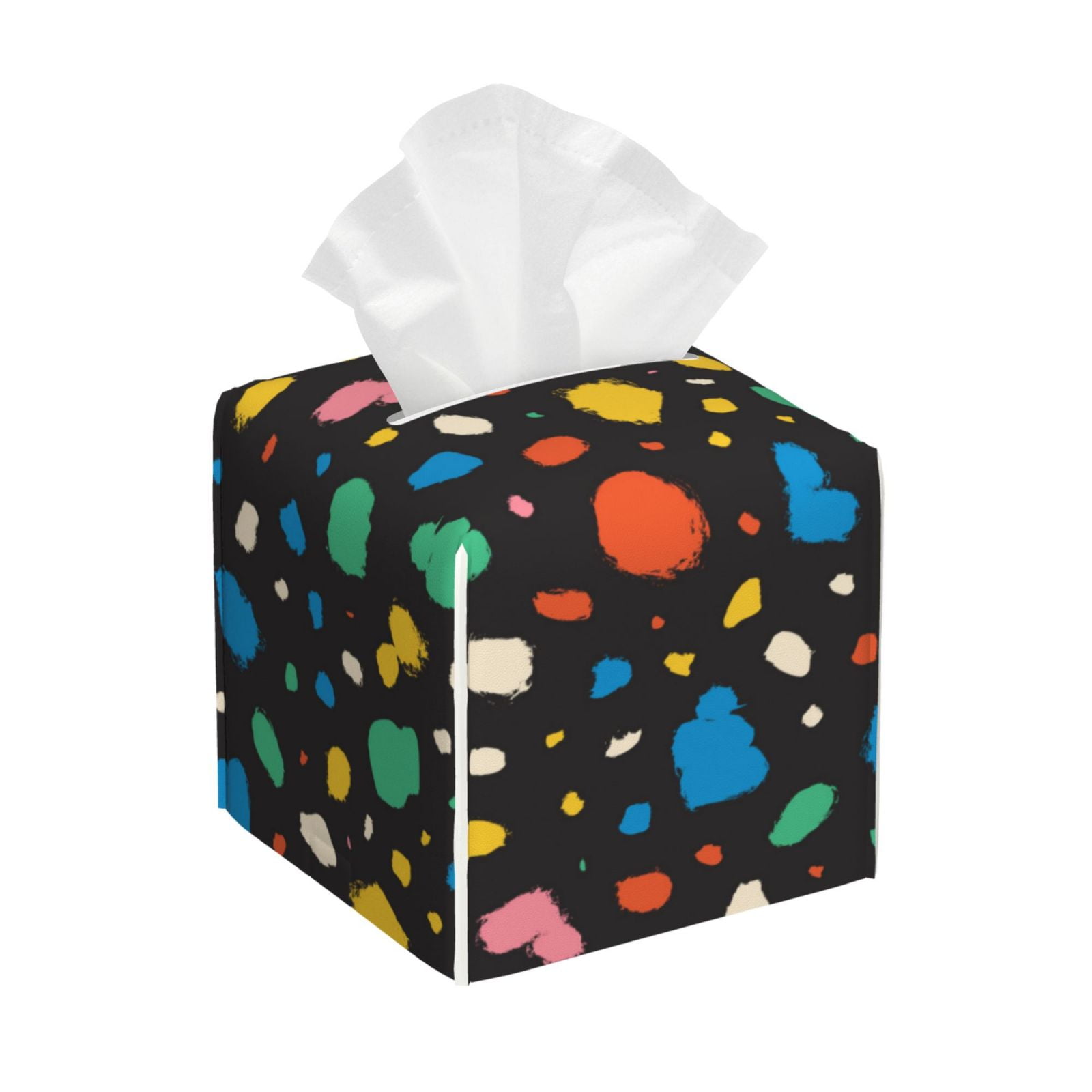 Tissue Box Cover, bright colors spots Leather Tissue Box Holder ...