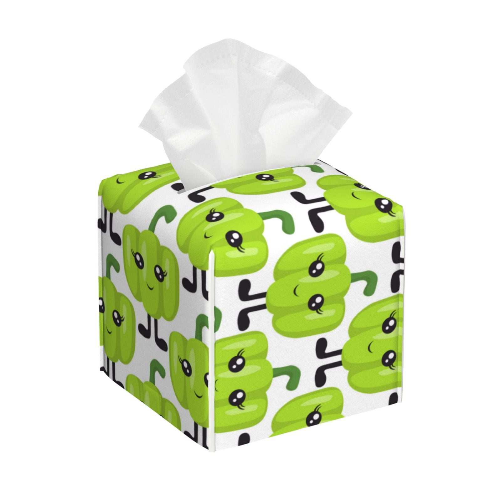 Tissue Box Cover, bright green sweet peppers eyes Leather Tissue Box ...