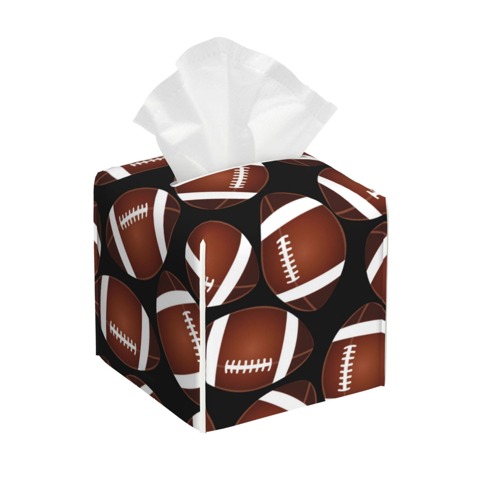 Tissue Box Cover, brown American Football black Leather Tissue Box ...