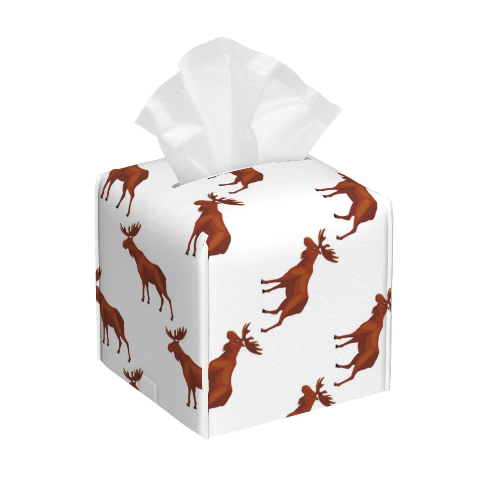 Tissue Box Cover - brown Elk Moose cute Modern Square Leather Tissue ...