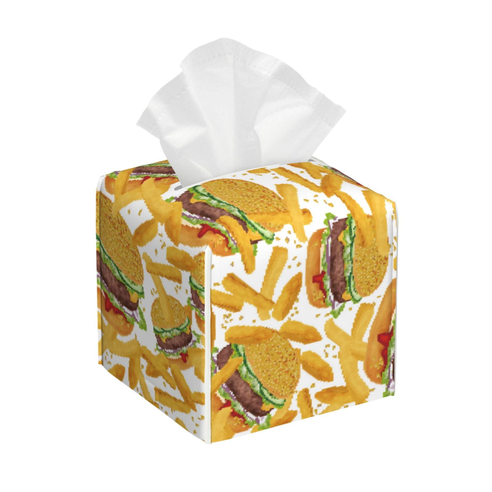 Tissue Box Cover burger fries yellow Tissues Boxes Holder Organizer ...