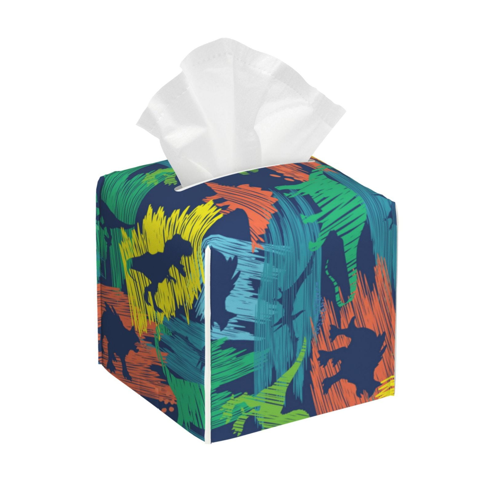 Tissue Box Cover, camouflage Dinosaur print Leather Tissue Box Holder ...