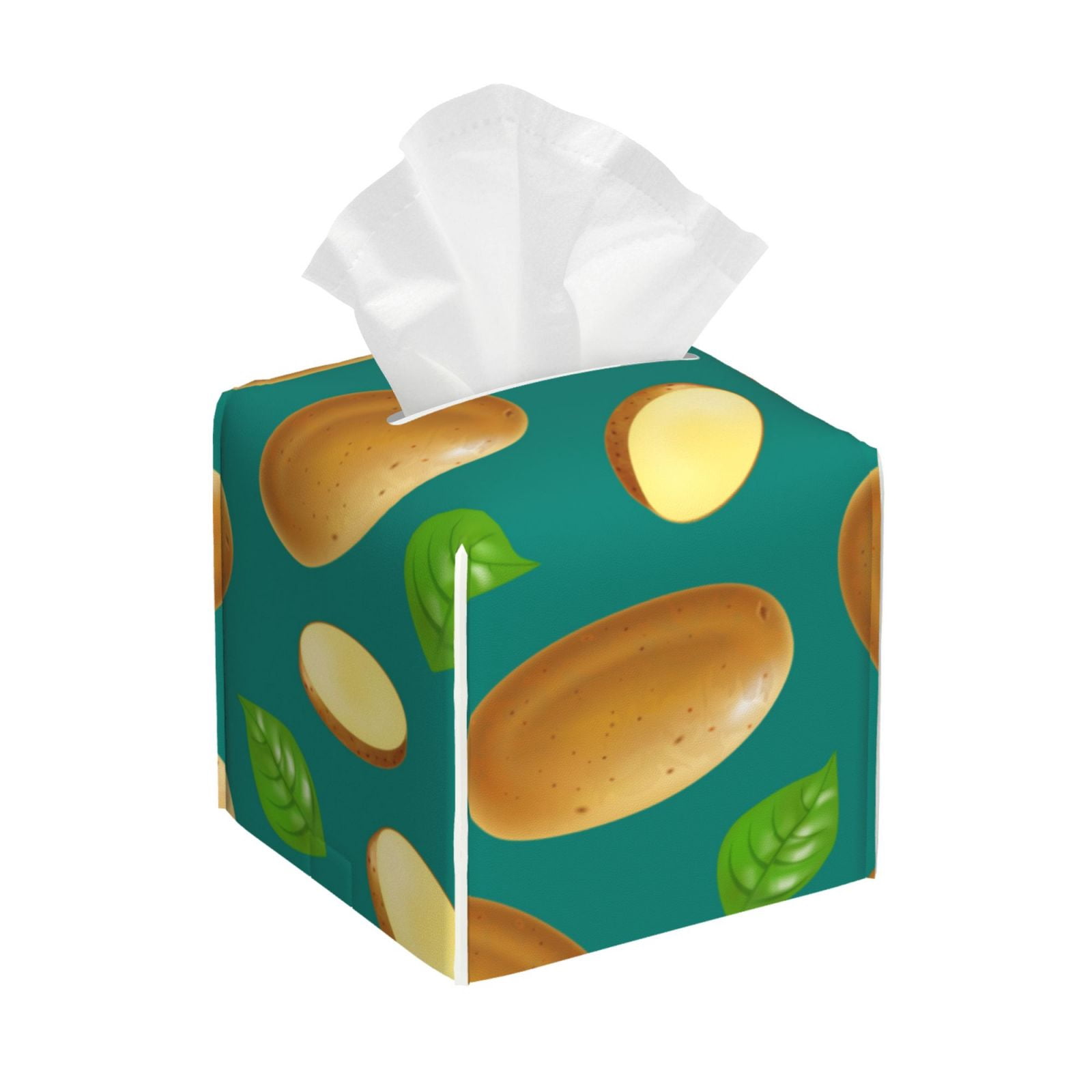 Tissue Box Cover, cartoon Potato leaf Leather Tissue Box Holder ...