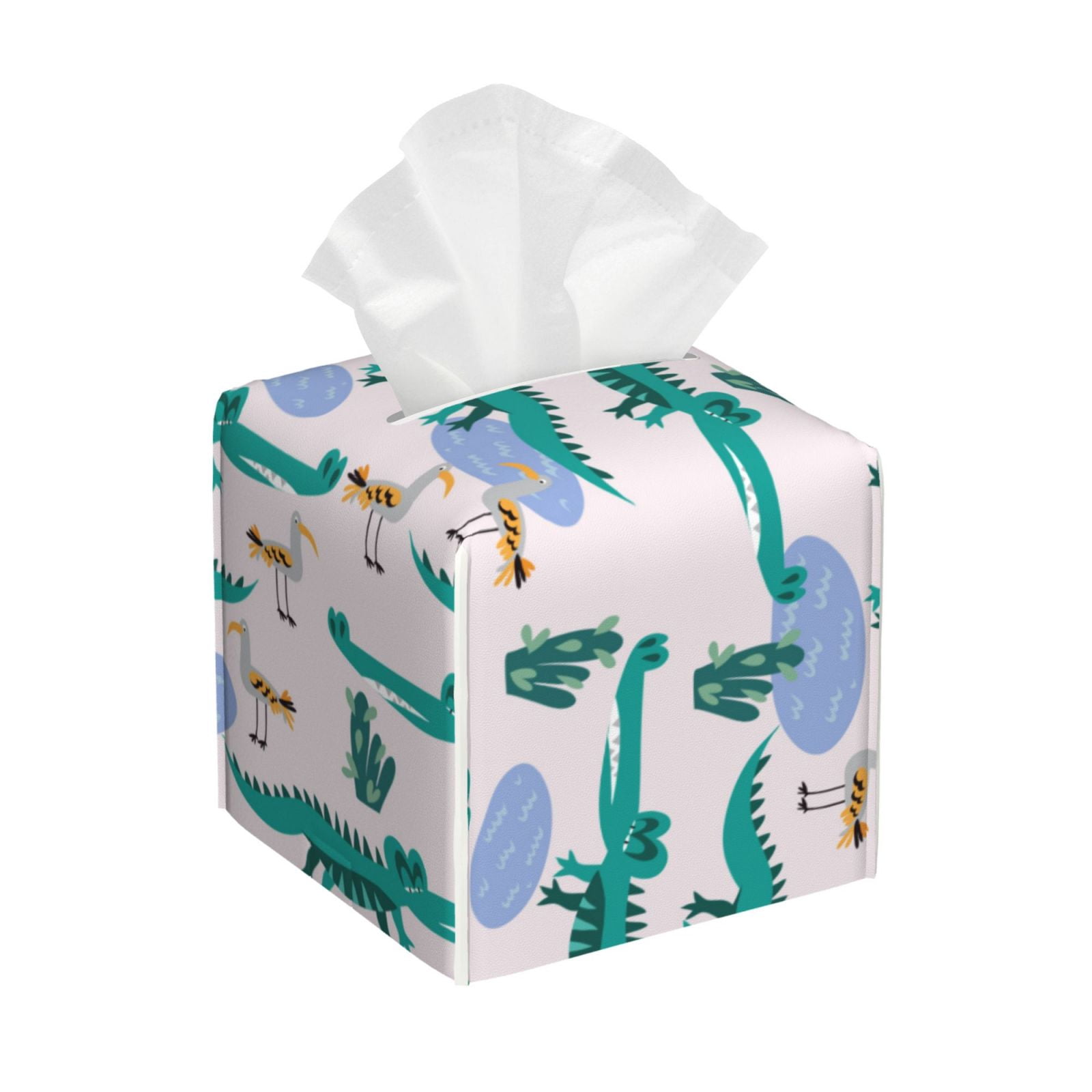 Tissue Box Cover, cartoon crocodile Leather Tissue Box Holder Square ...