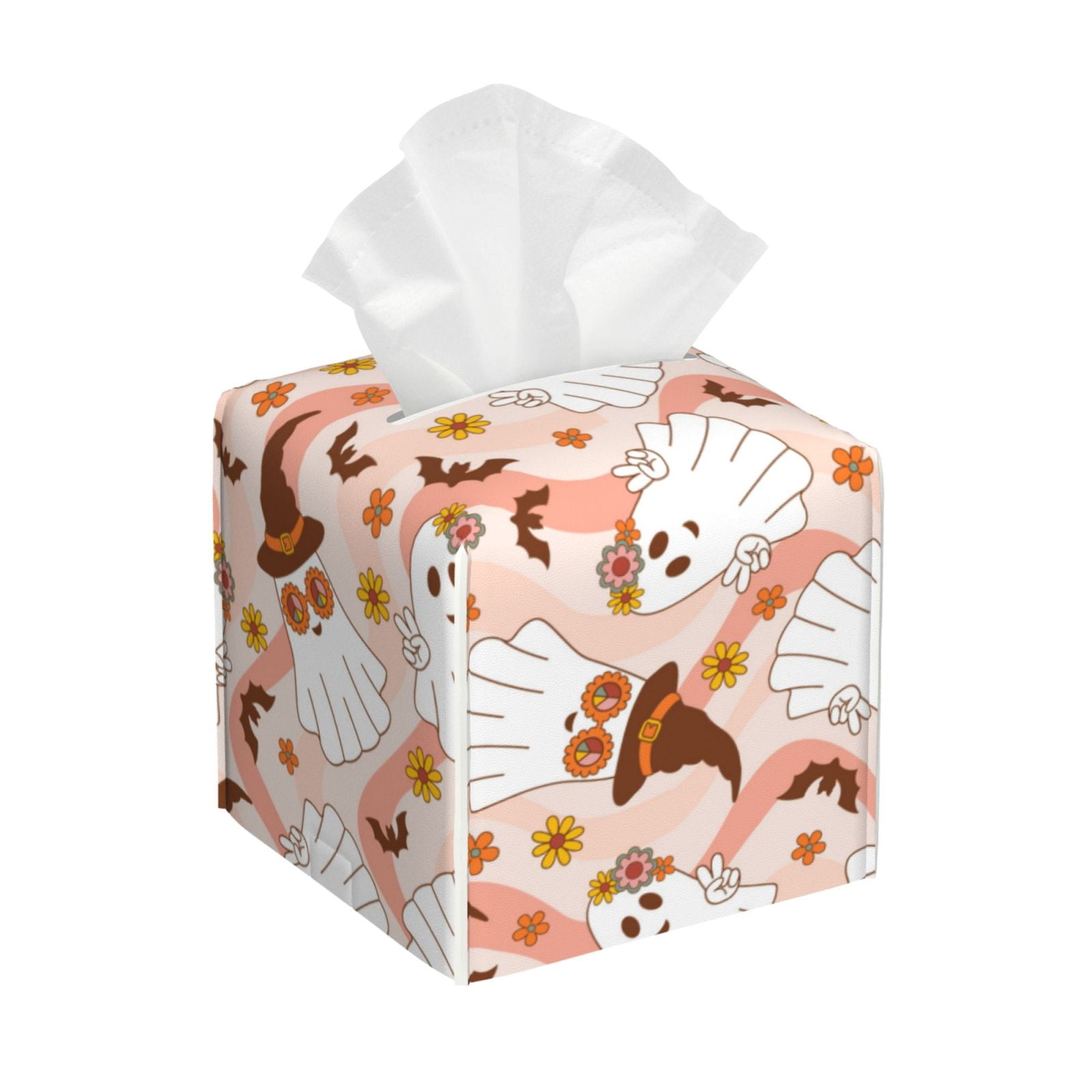 Tissue Box Cover, cartoon cute ghost halloween Leather Tissue Box ...