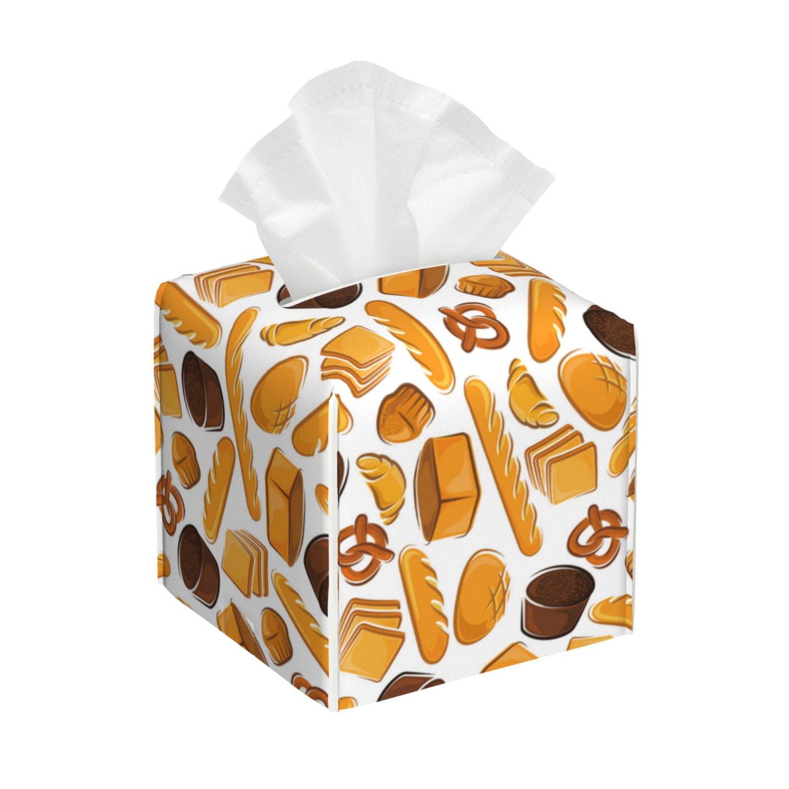Tissue Box Cover, coffee bun hot dog -Modern Square Leather Tissue Box ...