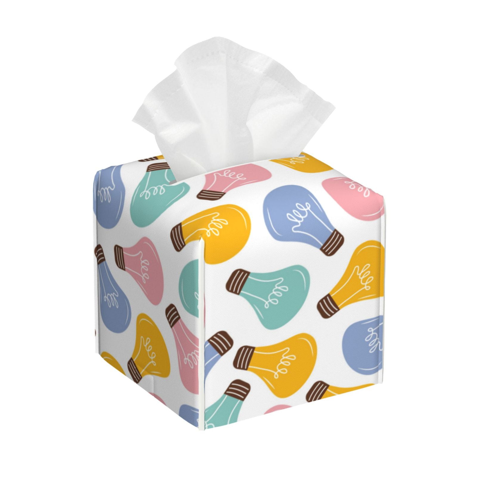 Tissue Box Cover, colorful Light Bulb Leather Tissue Box Holder ...